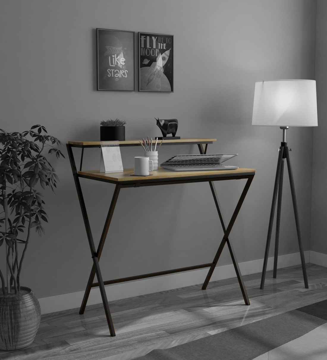 Buy Patron Solid Wood Folding Study Table In White Wash Finish at 6% ...