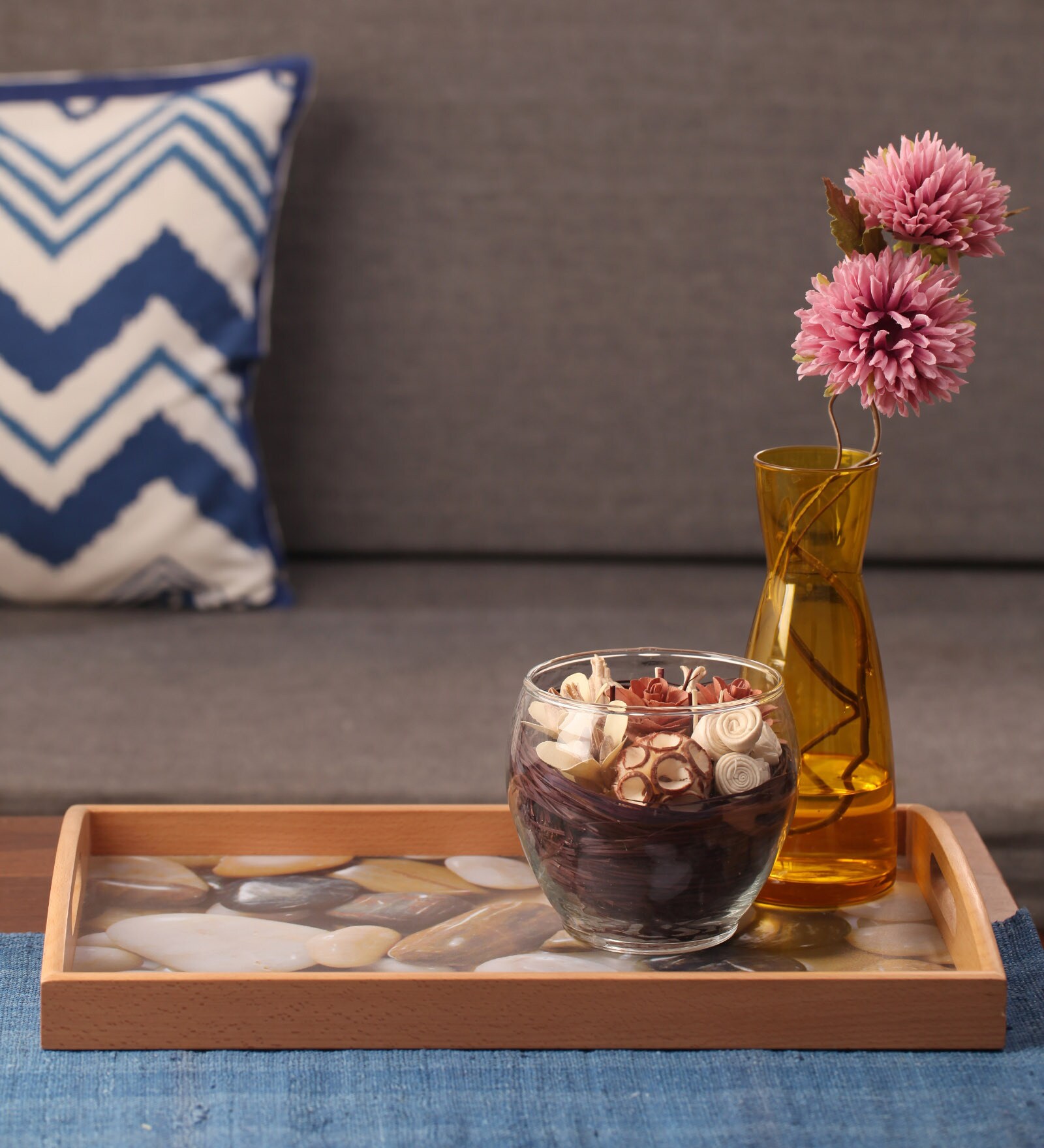 Buy Clasicraft Brown Wooden Pebble Tray Online - Serving Trays ...