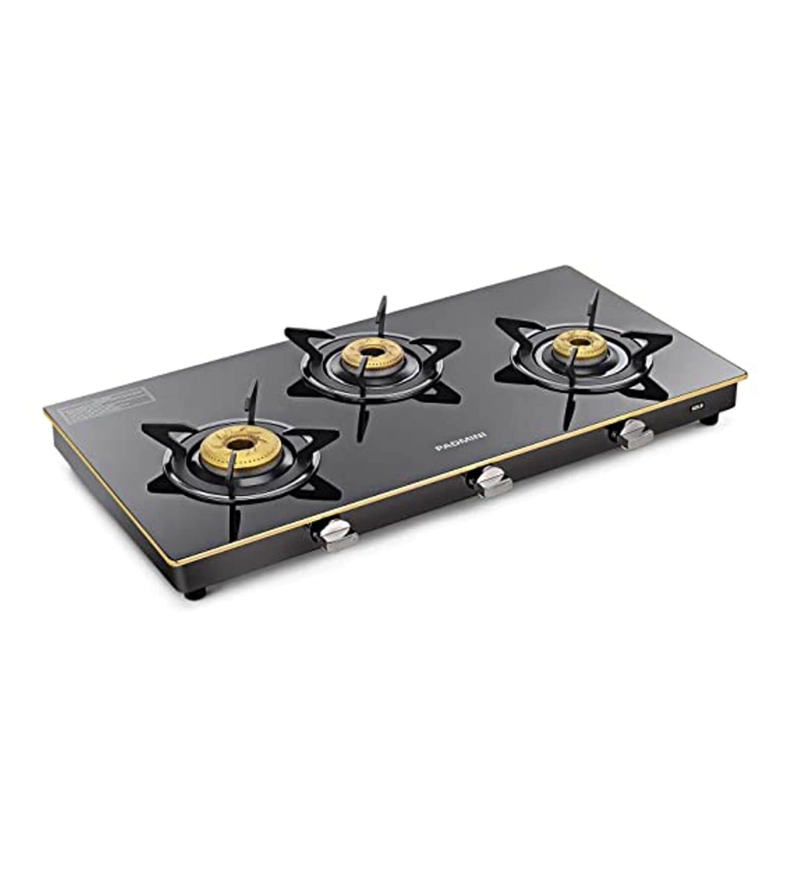 Buy Padmini CS 3GT Gold Manual Ignition 3 Burner Gas Stove (1 HF, 1 Big, 1 Small Burner) at 37% ...