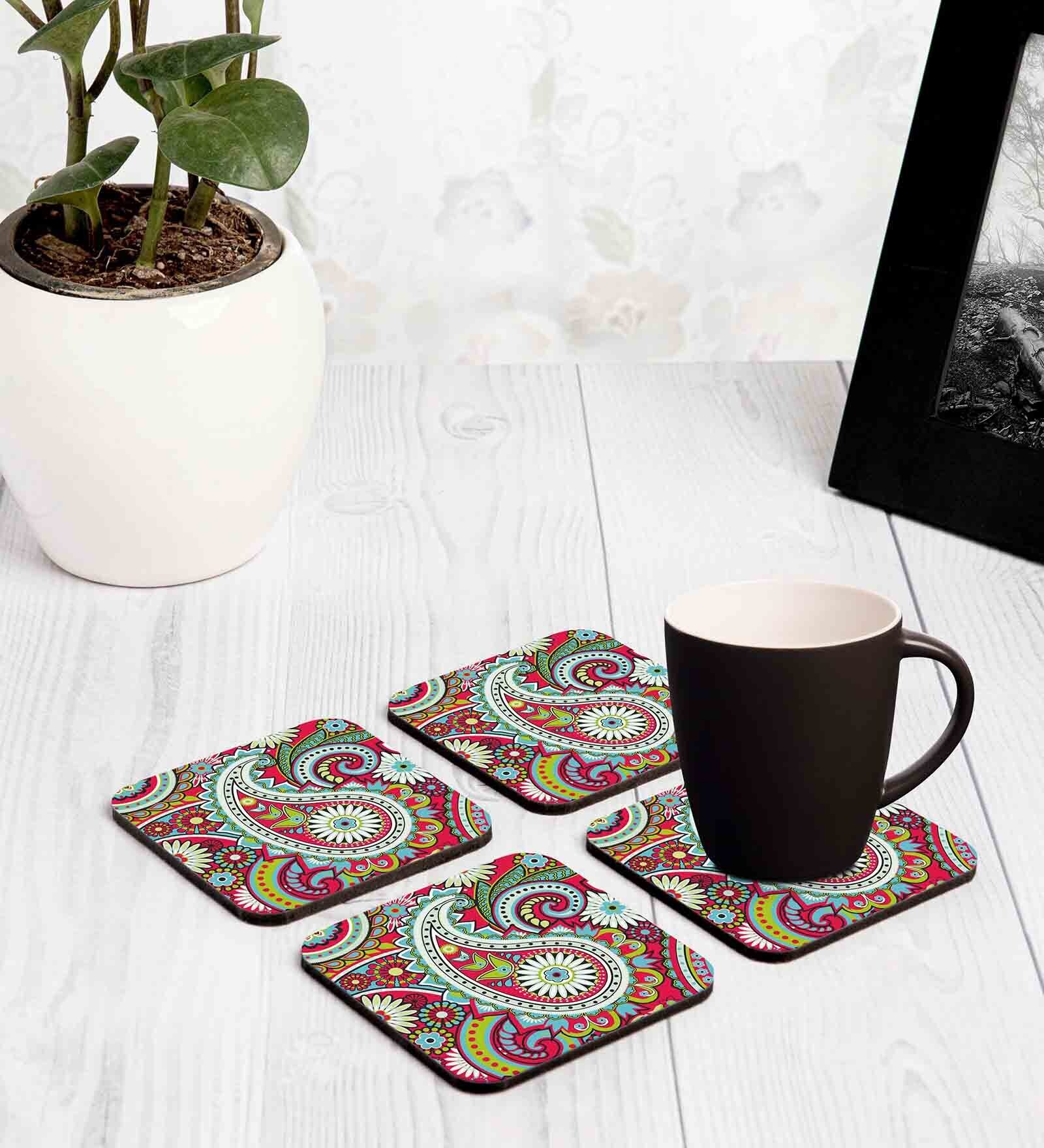Buy Paisley (Set of 4) Engineered Wood Coaster by Brahma Design Online ...