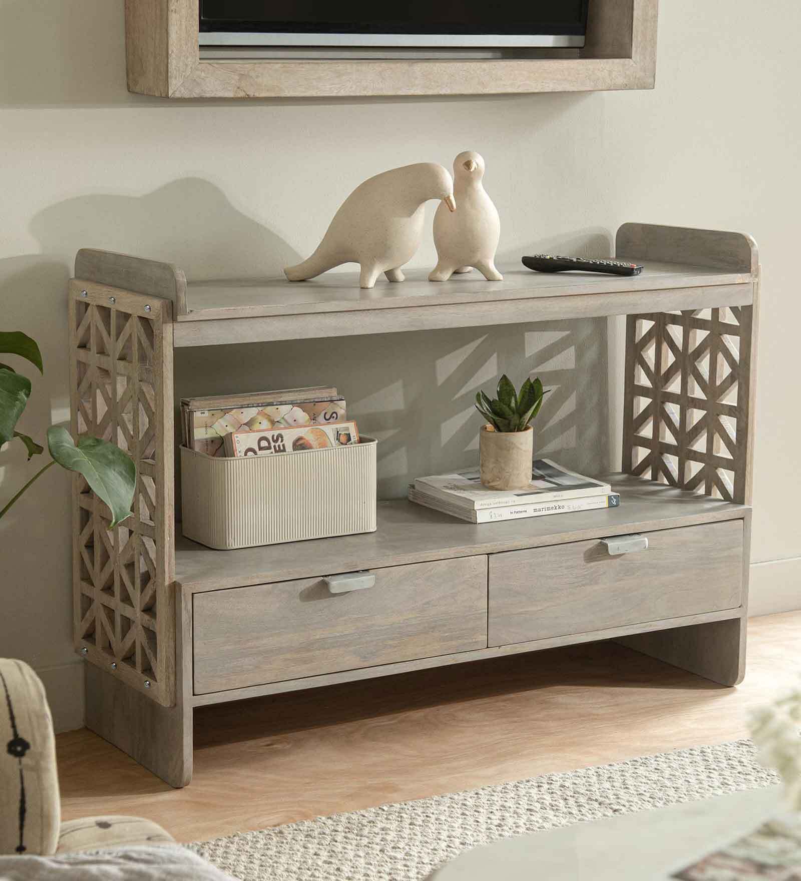 Buy Palace Solid Wood Console Table in Grey Finish at 100% OFF by ...