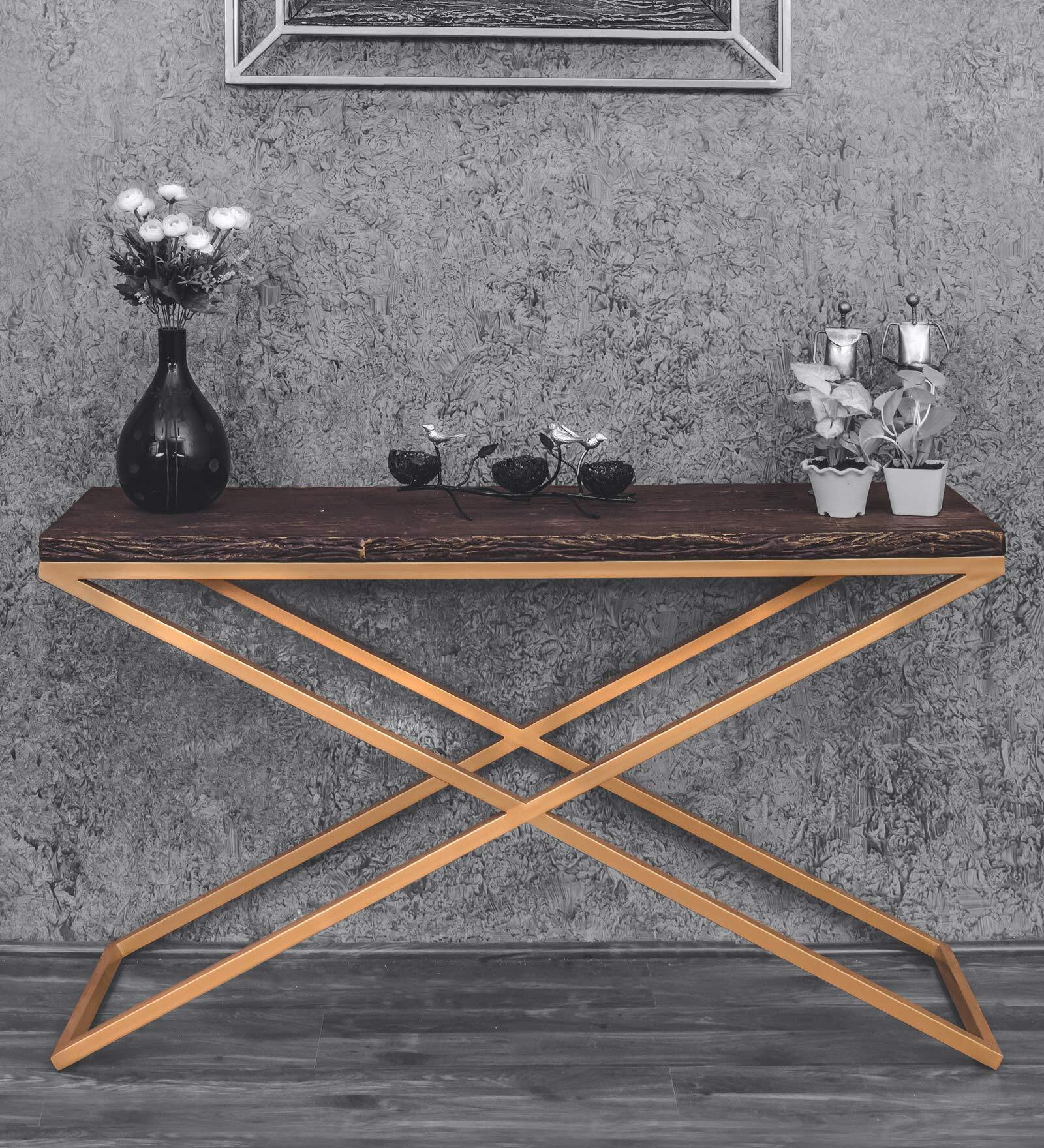 Buy Palatine Console Table in Golden Finish at 5% OFF by Claymint | Pepperfry