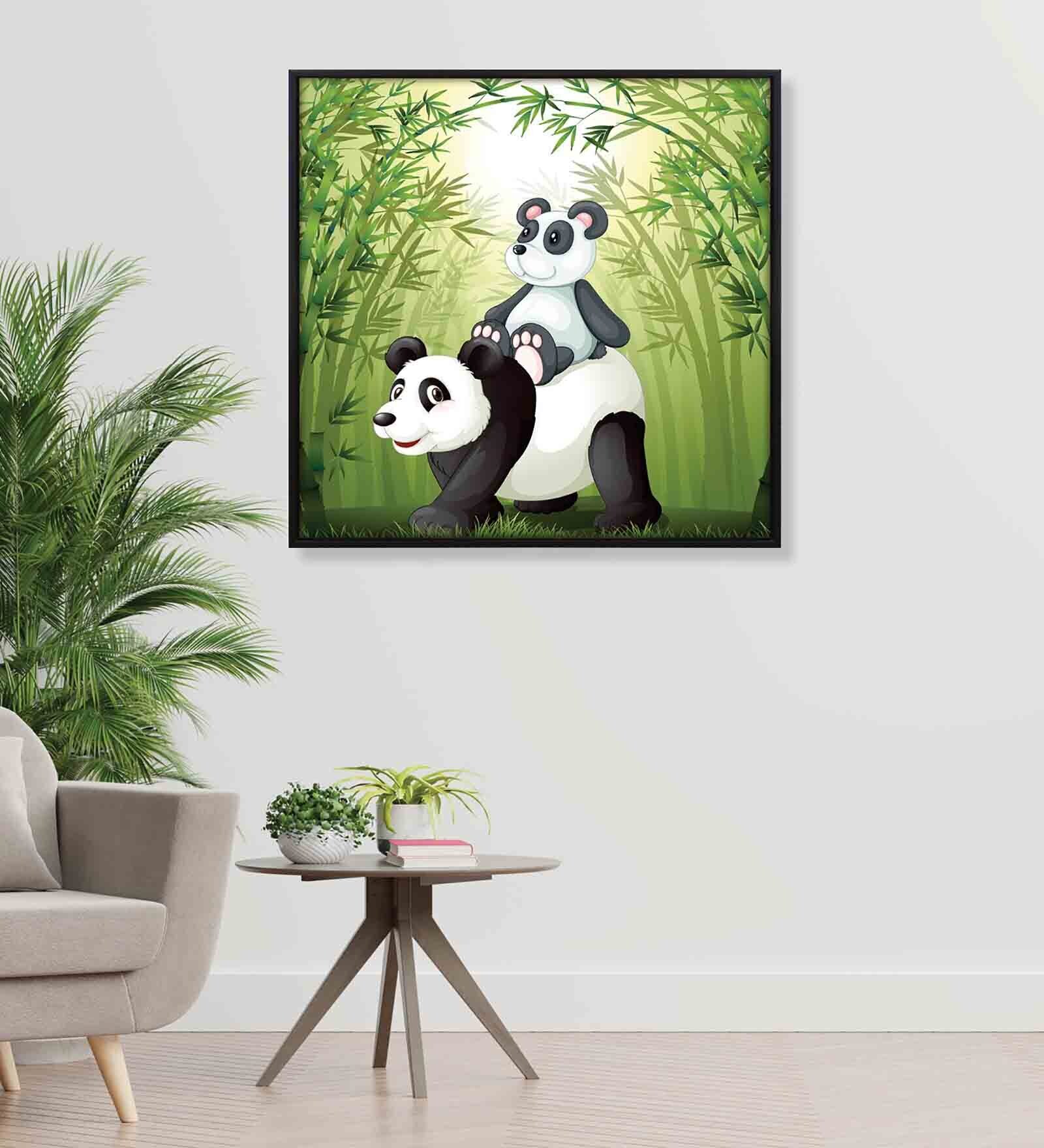 Buy Panda Family Multicolour Canvas Framed Wall Painting at 13% OFF by ...
