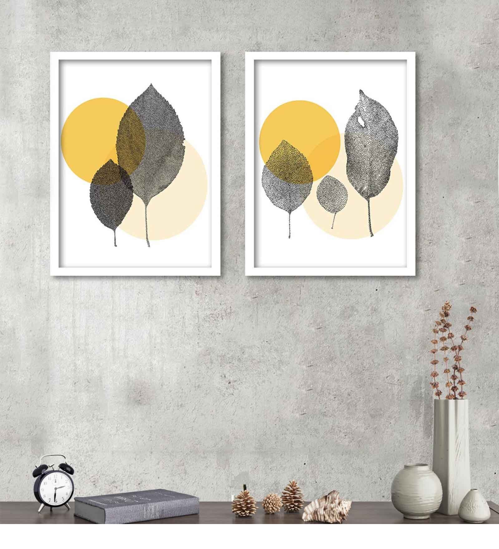 Buy Classic Knack Multicolour Paper Framed Floral Art Print Set of 2 at ...