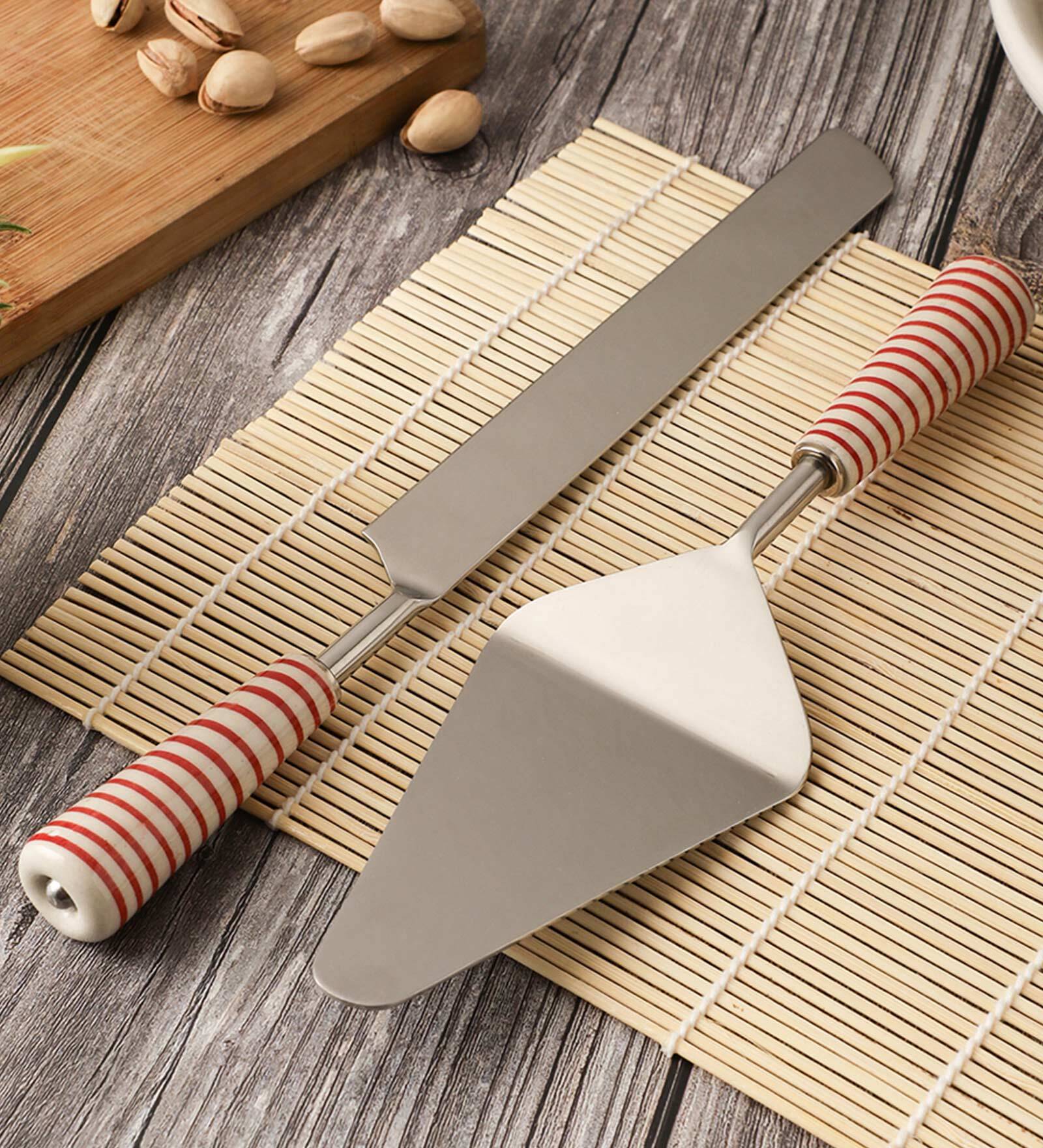 Buy Parikrama Red & White Stainless Steel (Set of 2) Cake Lifter ...