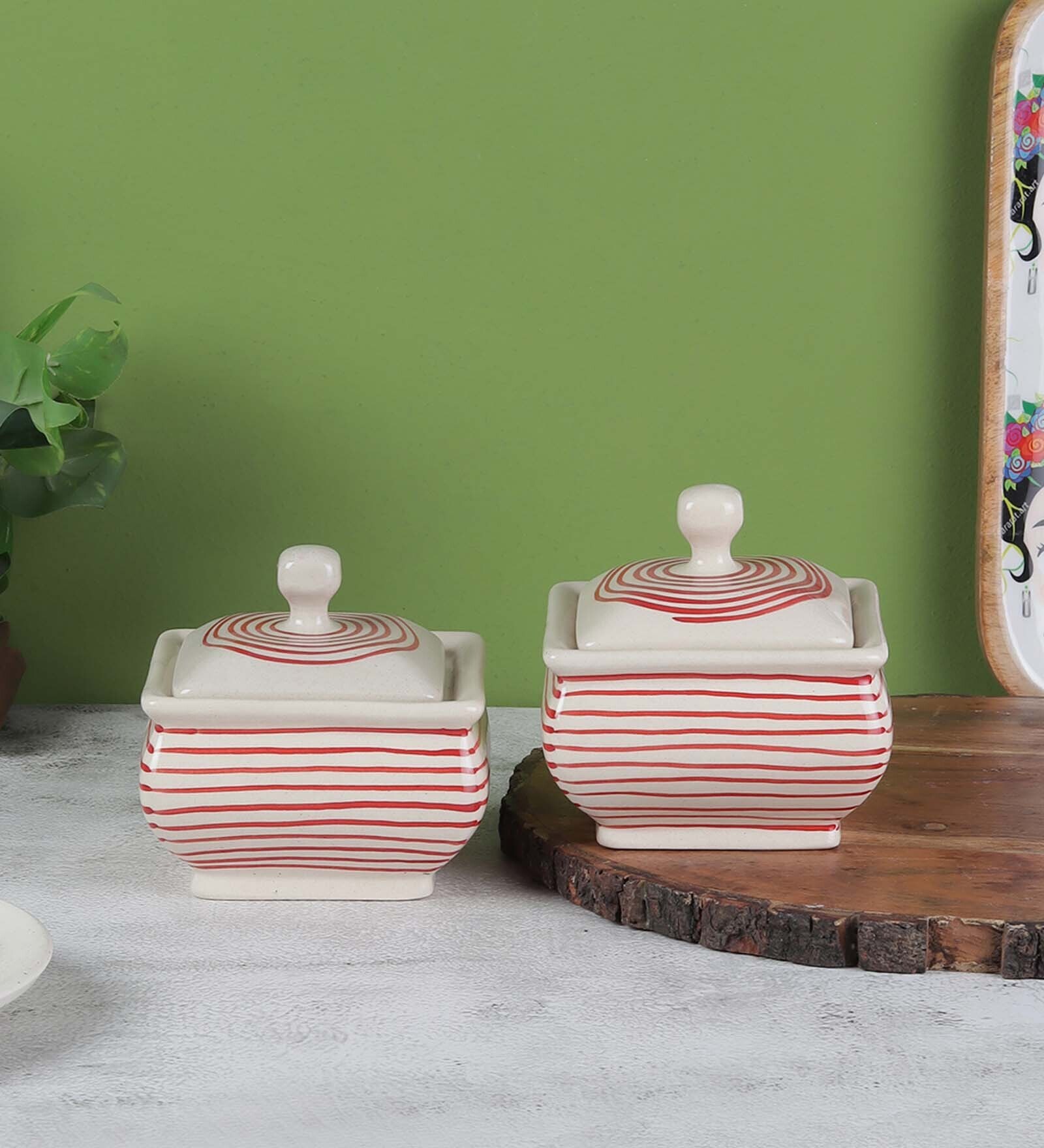 Buy Parikrama Red Spiral 200ml (Set of 2) Ceramic Serving Bowl by Vareesha at 44% OFF by ...