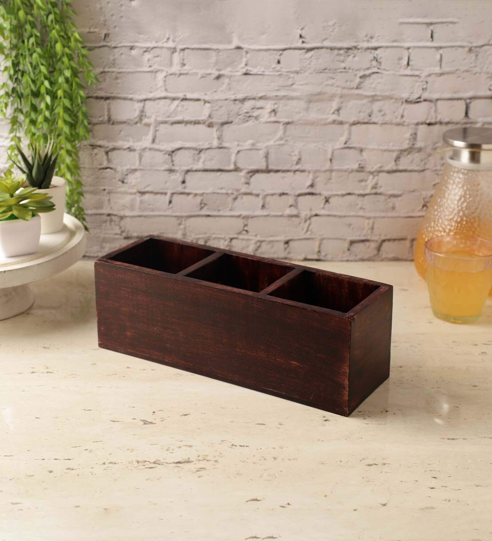 Buy Partitioned Brown MDF Cutlery Holder at 67% OFF by The Decor Mart ...