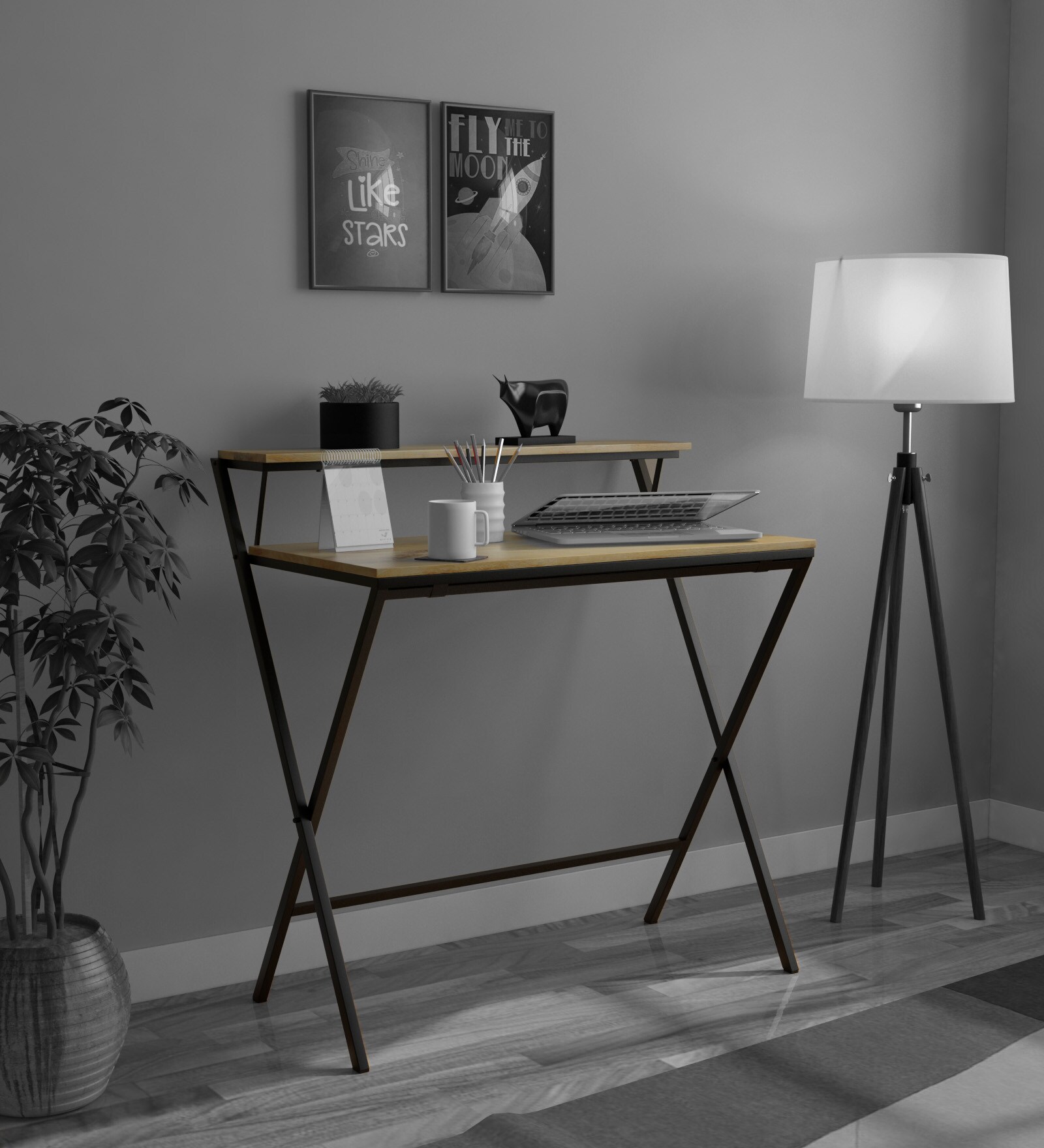 Buy Patron Solid Wood Folding Study Table In White Wash Finish at 30% ...