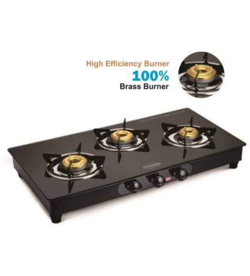 Buy Padmini 3 Burner Glass Cooktop CS -3 GT Shine Manual Online - Gas ...