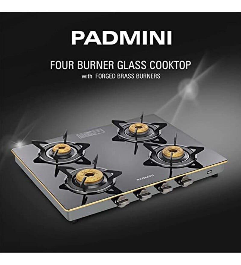 Buy Padmini CS 4GT Gold Manual Ignition 4 Burner Gas Stove (1 HF, 2 Big, 1 Small Burner) Online ...
