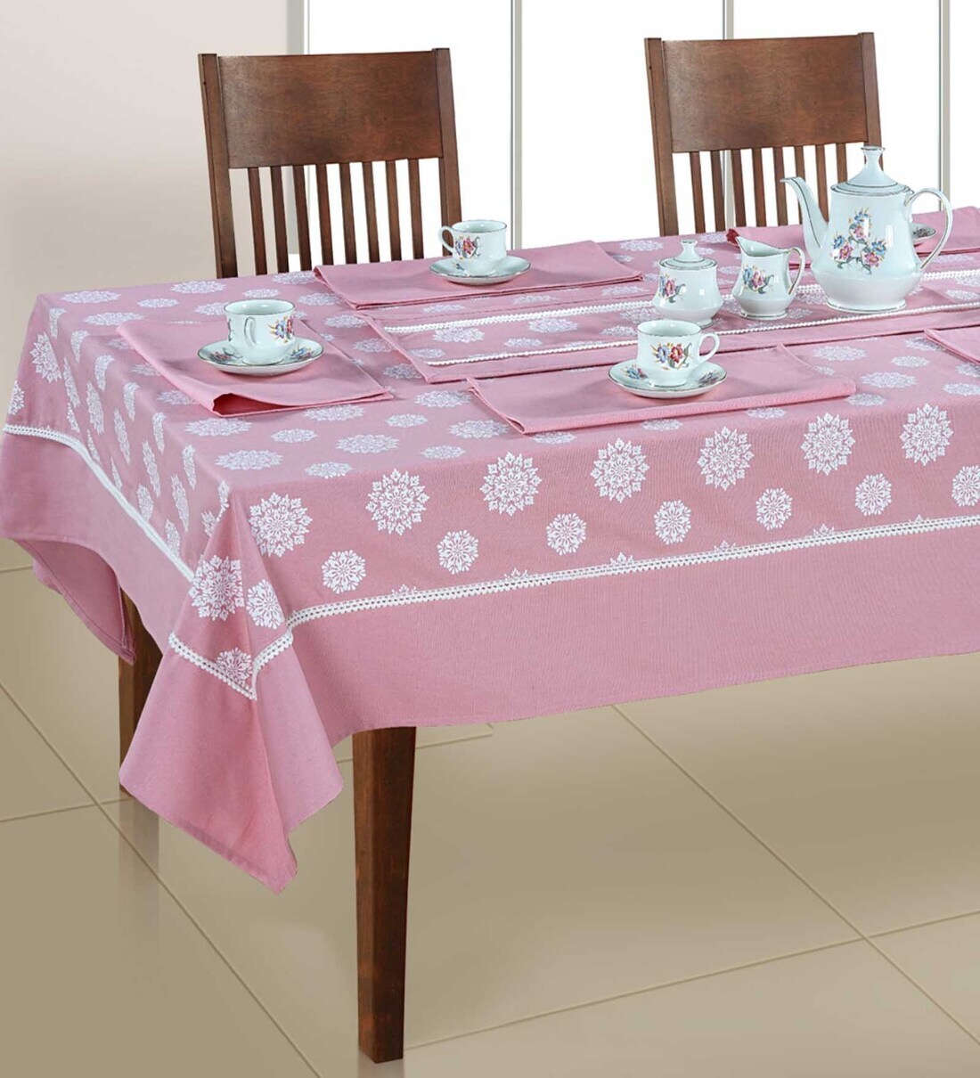 Buy Peach Ethnic 100% Cotton 8 Pieces Dining Linen Set by Swayam at 57% ...