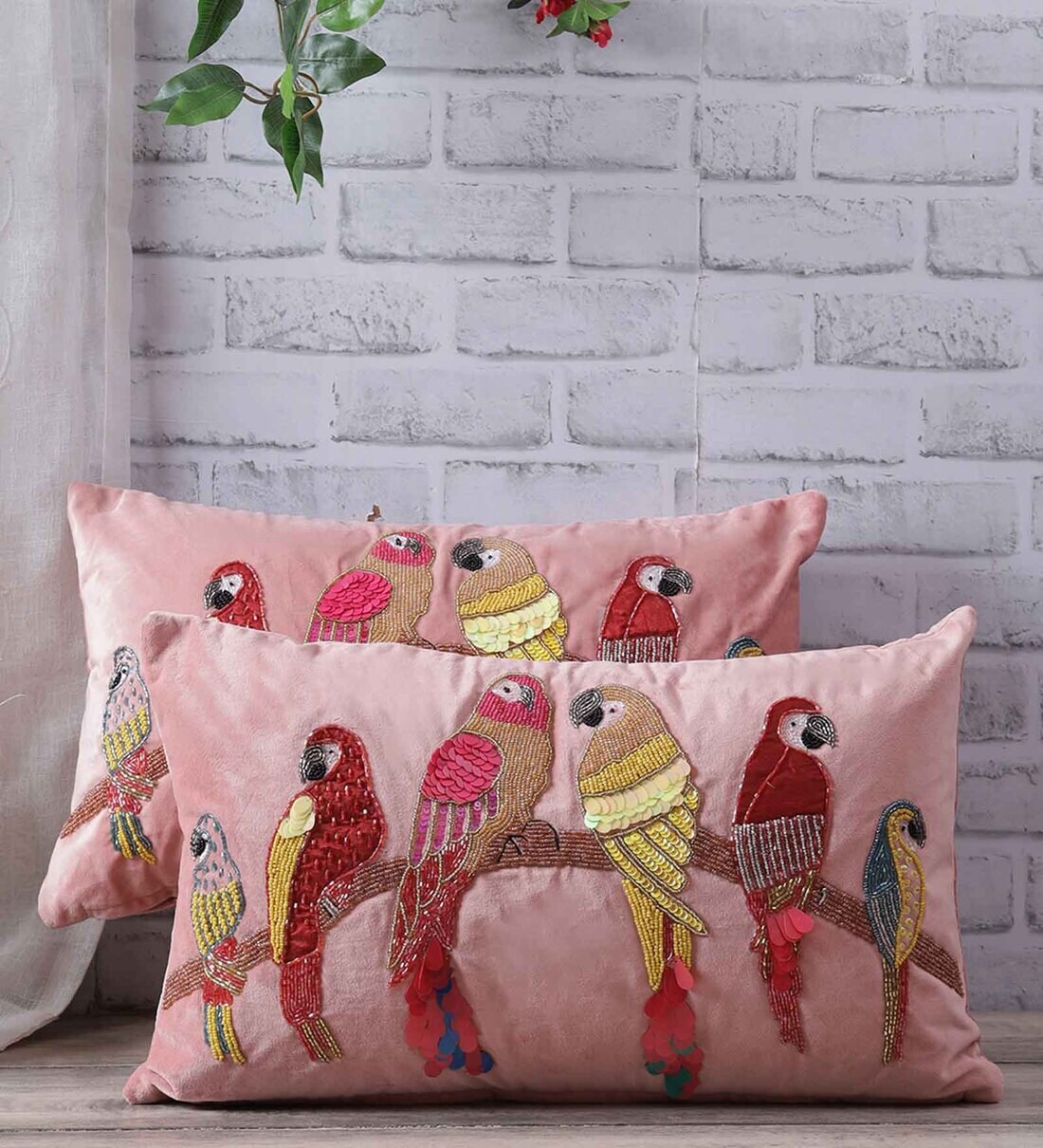 Buy Peach Velvet Textured 12x20 inches Cushion Covers (Pack of 2) at 47 ...
