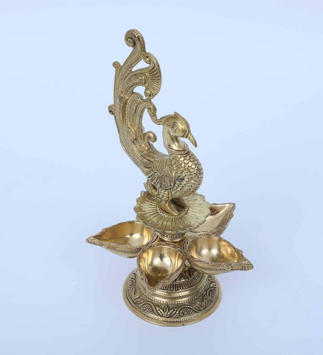 Buy Peacock Pooja Lamp By Rhapsodically Made Online - Diyas - Diyas ...