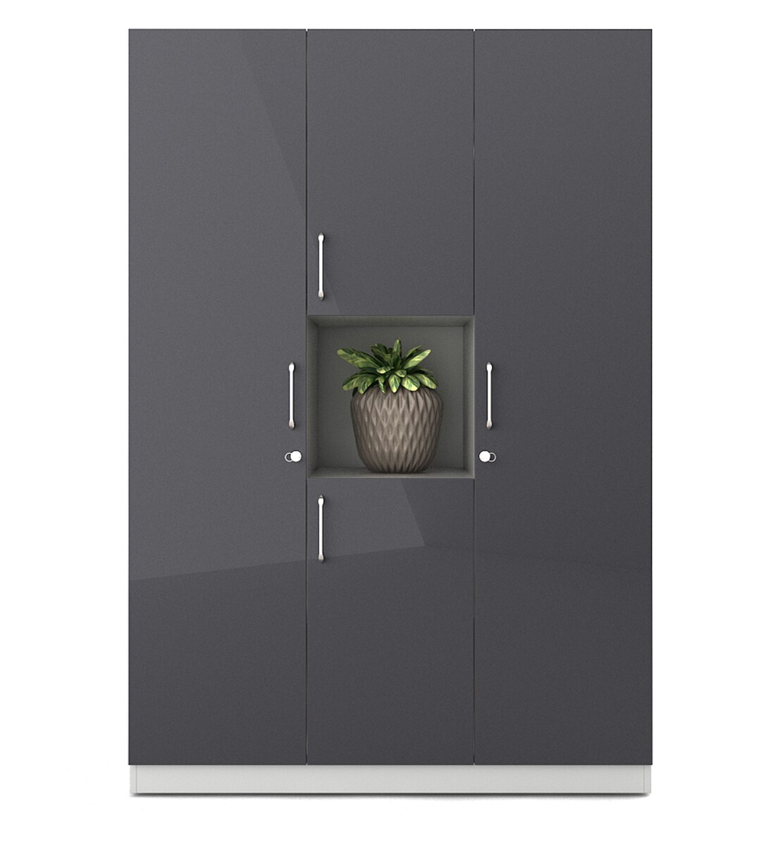 Buy Pearl 3 Door Wardrobe in Grey & Frosty White Finish by A GLOBIA ...