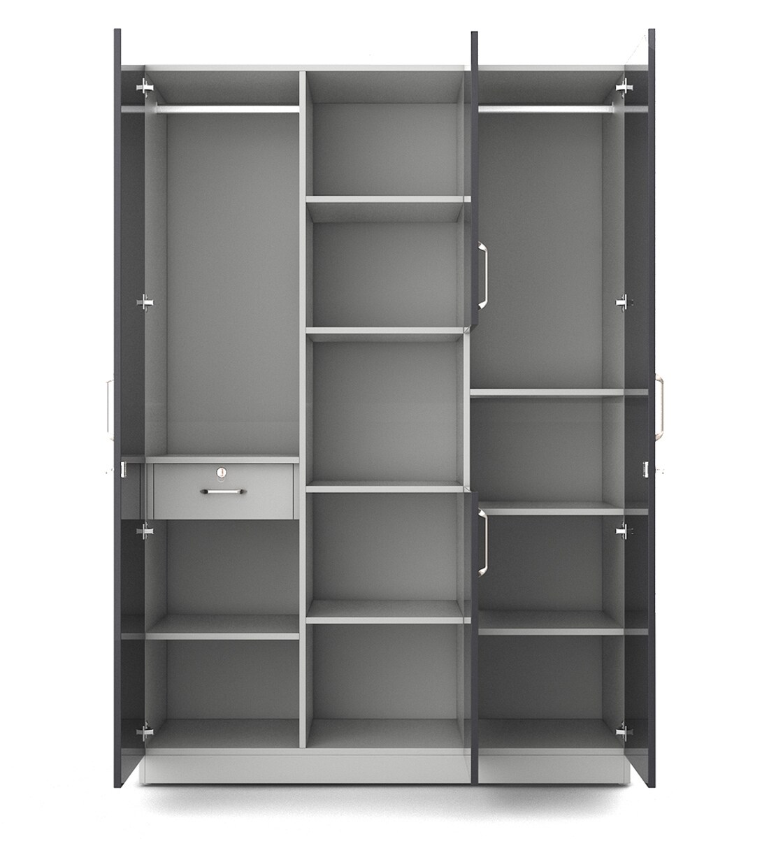 Buy Pearl 3 Door Wardrobe in Grey & Frosty White Finish by A GLOBIA ...