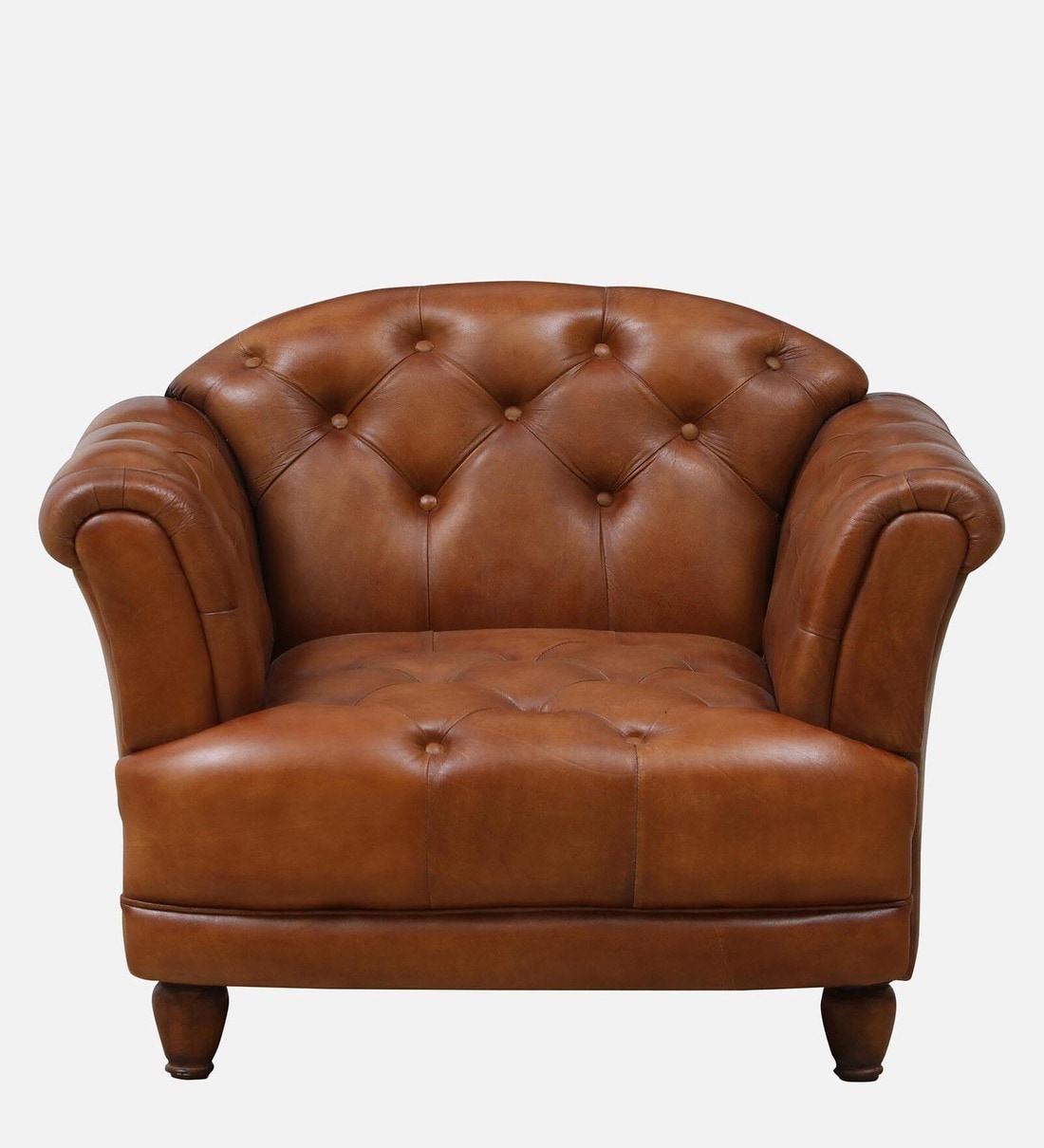 Buy Bunbury Leather 1 Seater Sofa In Antique Tan Colour Online ...