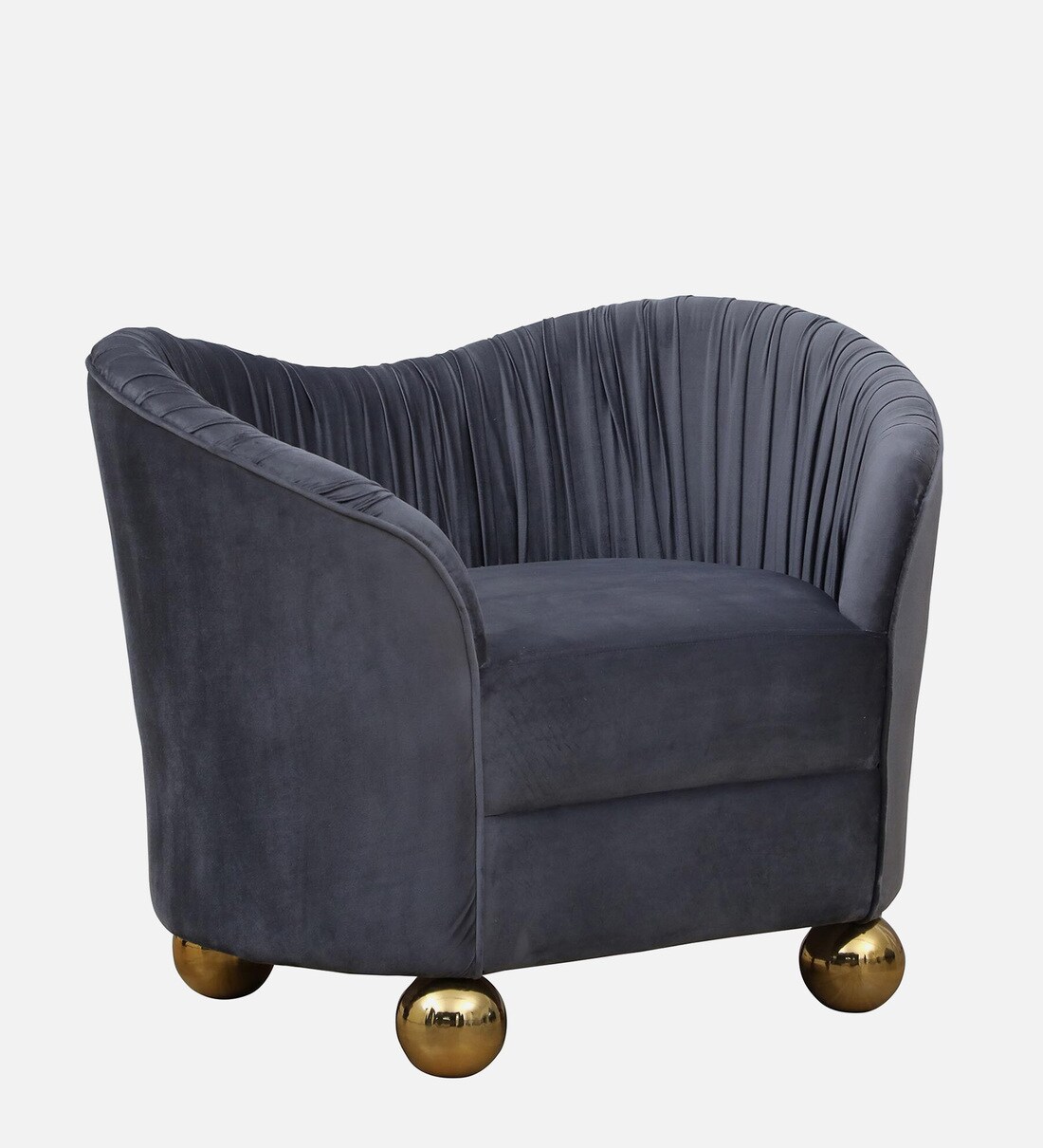 Buy Enrico Velvet 1 Seater Sofa In Dark Grey Colour Online ...