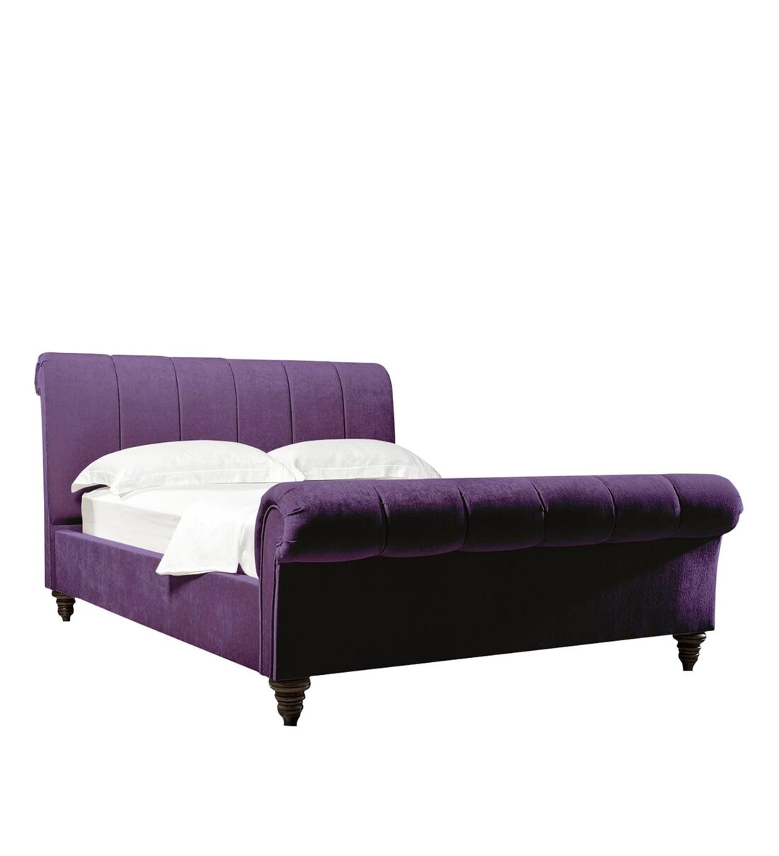 Buy Perfect Fabric Upholstered Queen Size Bed in Dark Purple Colour ...