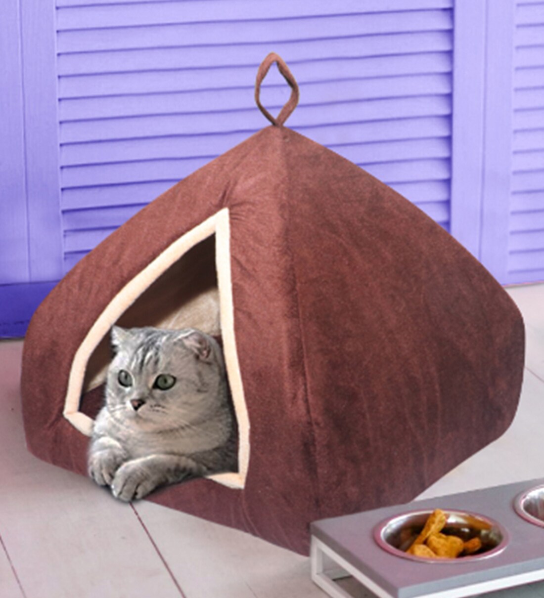 Buy Triangled Pattern Brown & Cream Fabric Pet Hut at 66% OFF by ...