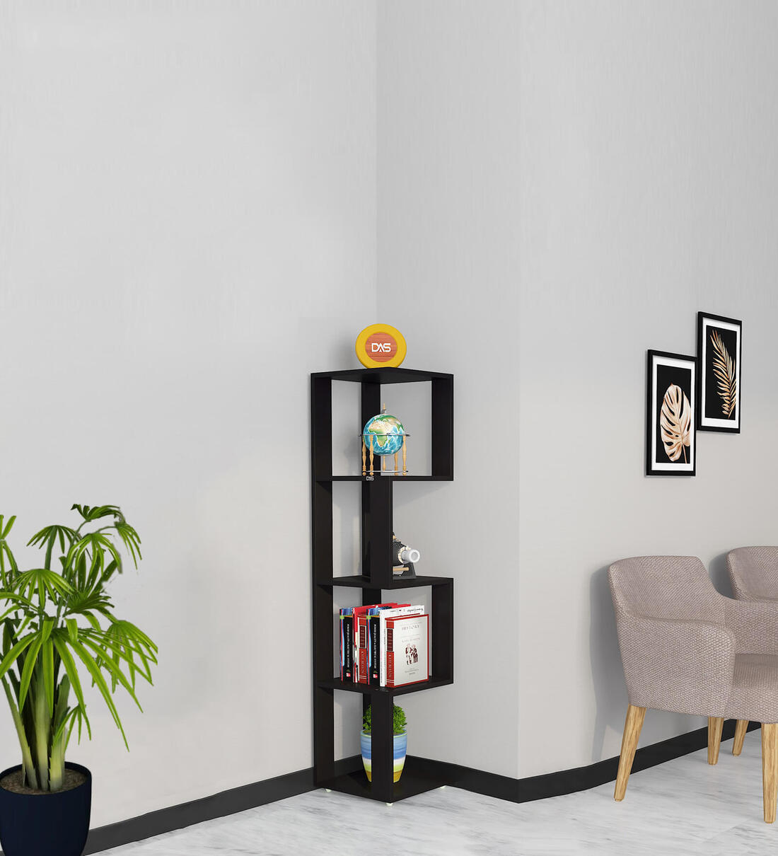 Buy Peter Corner Book Shelf Frosty Black Finish at 58% OFF by Das ...