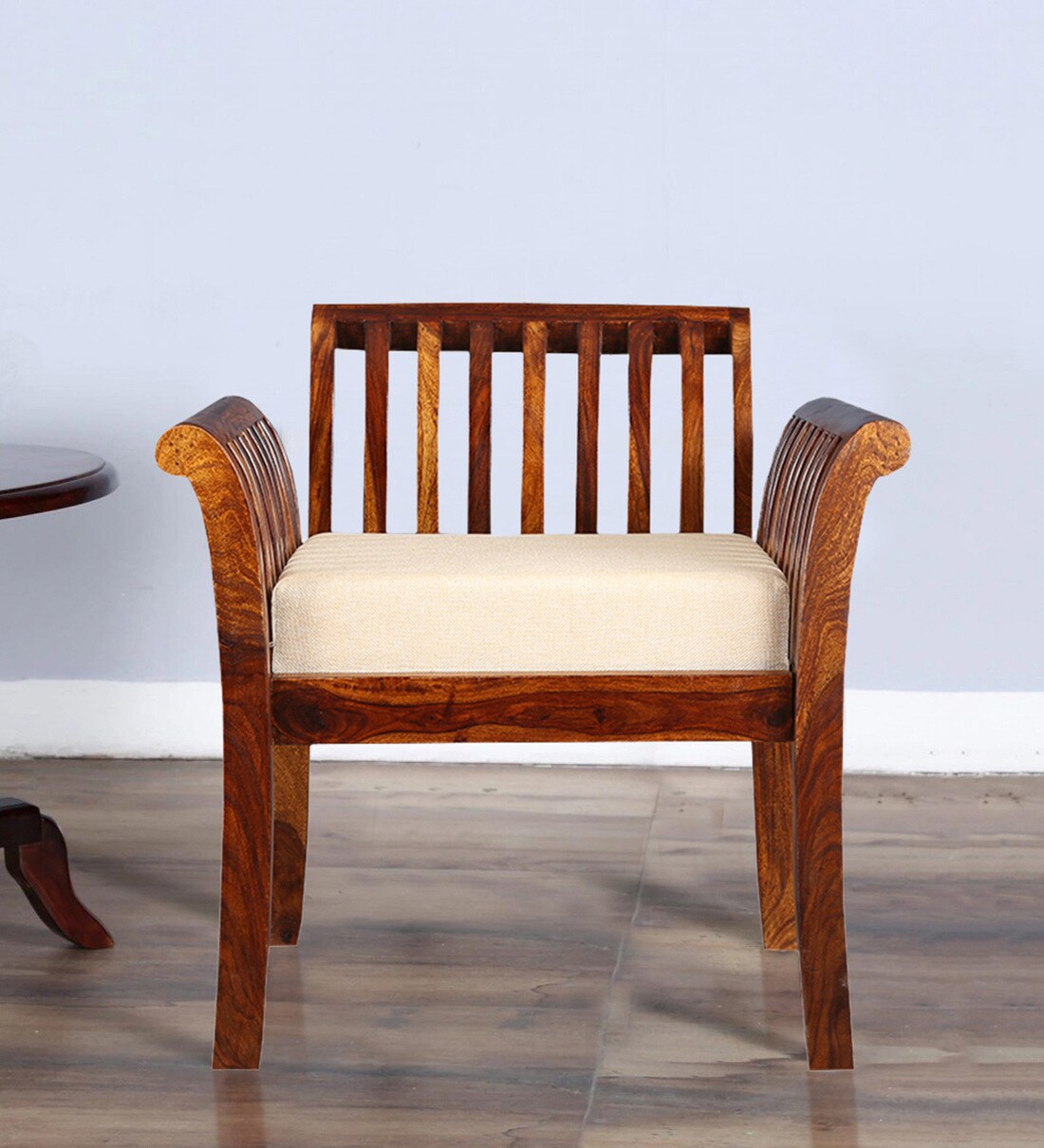 Buy Petey Solidwood Single Seater Sofa in Teak Colour by HomeTown ...