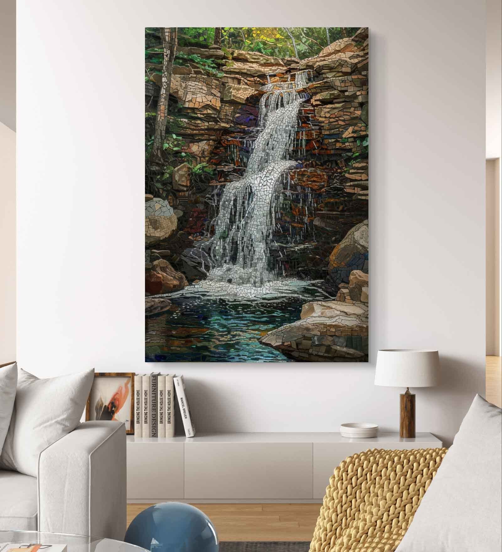 Buy Peaceful Waterfall 16inx20in Gallery Wrap Canvas Painting for ...