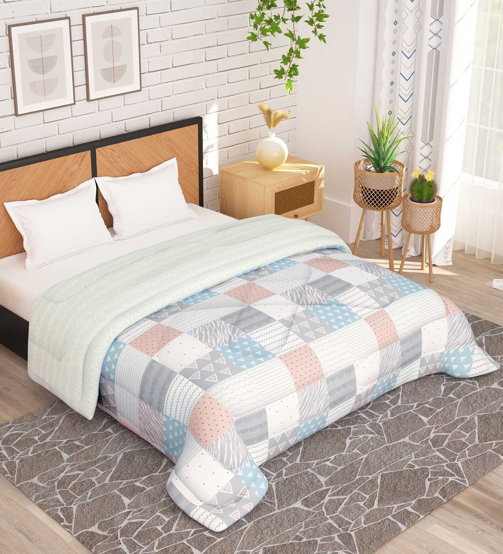 Buy Peach Microfiber Geometric 180 GSM Fusion Reversible Double Comforter at 63% OFF by Story ...