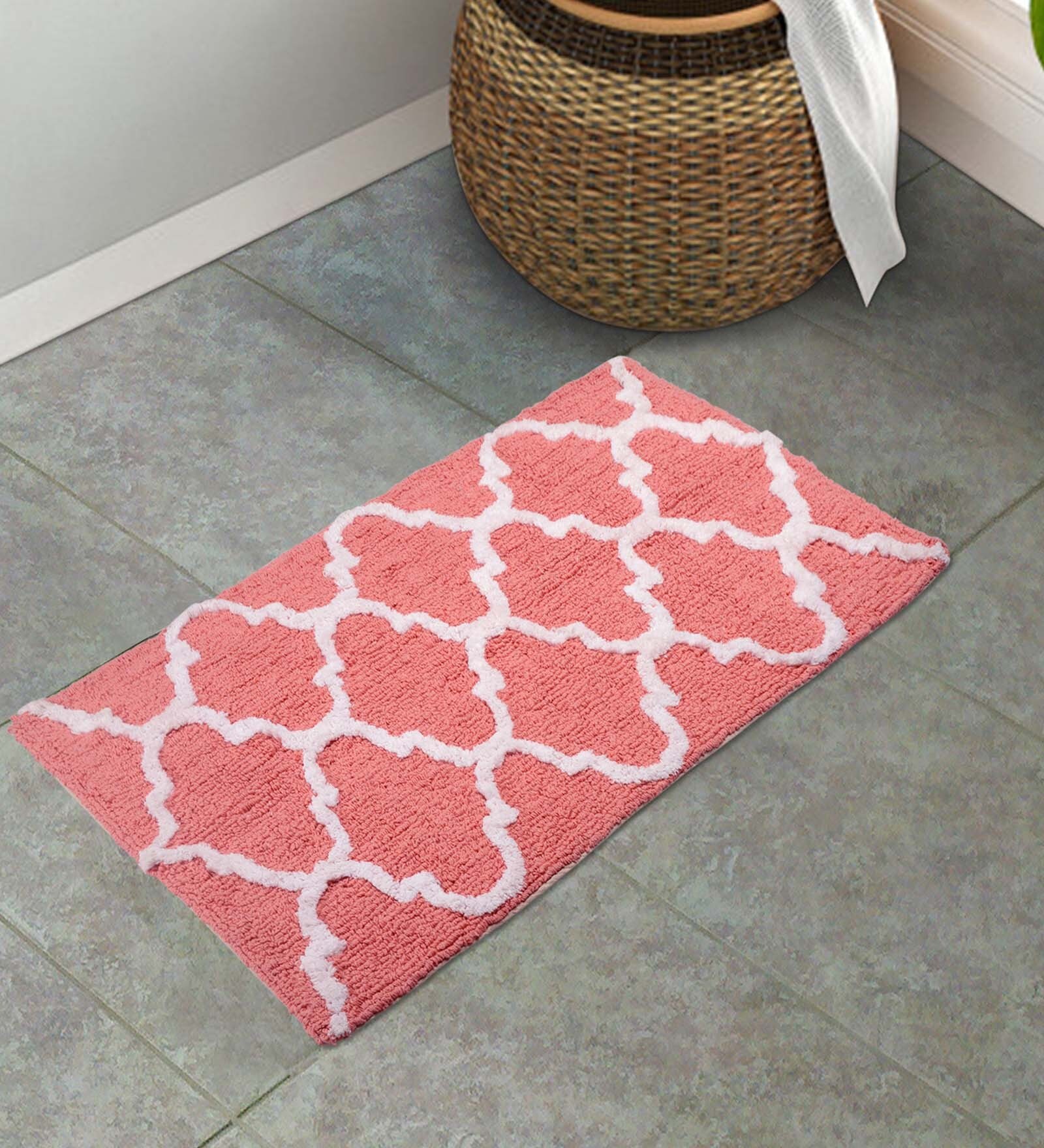 Buy Pink Cotton Abstract Pattern 2 x 3 Feet Max Absorbant Door Mat at 3 ...
