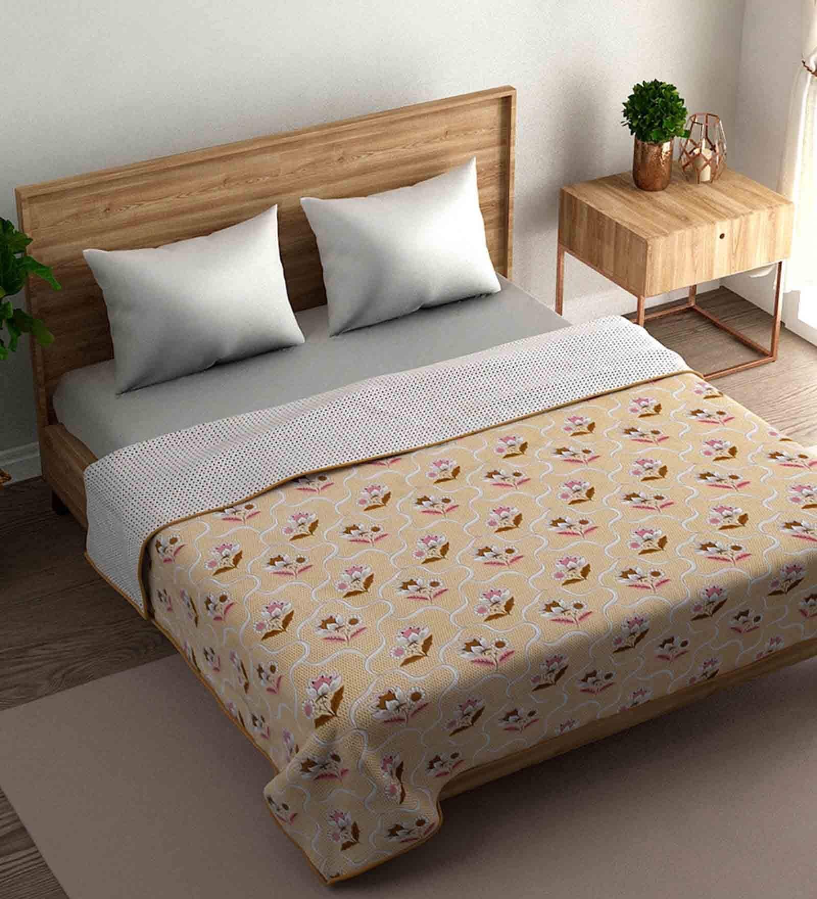 Buy Peach Floral Cotton 140 GSM Single Bed Dohar at 56% OFF by Naksh ...