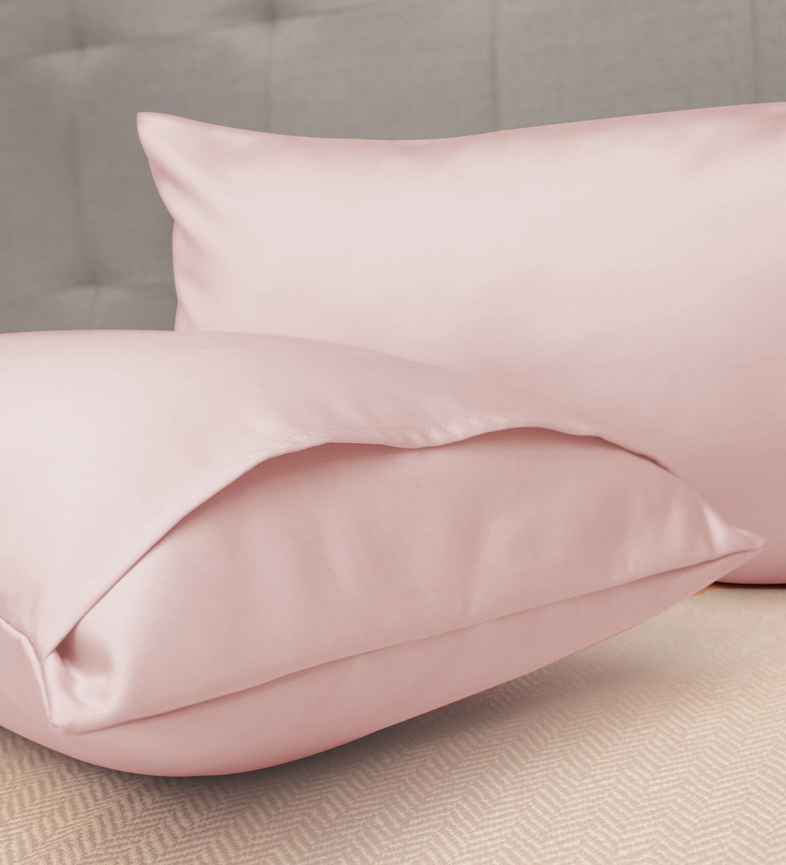 Buy Peach Satin Solid 30x20 Inches Pillow Cover (Set of 2) by SEEVO at ...