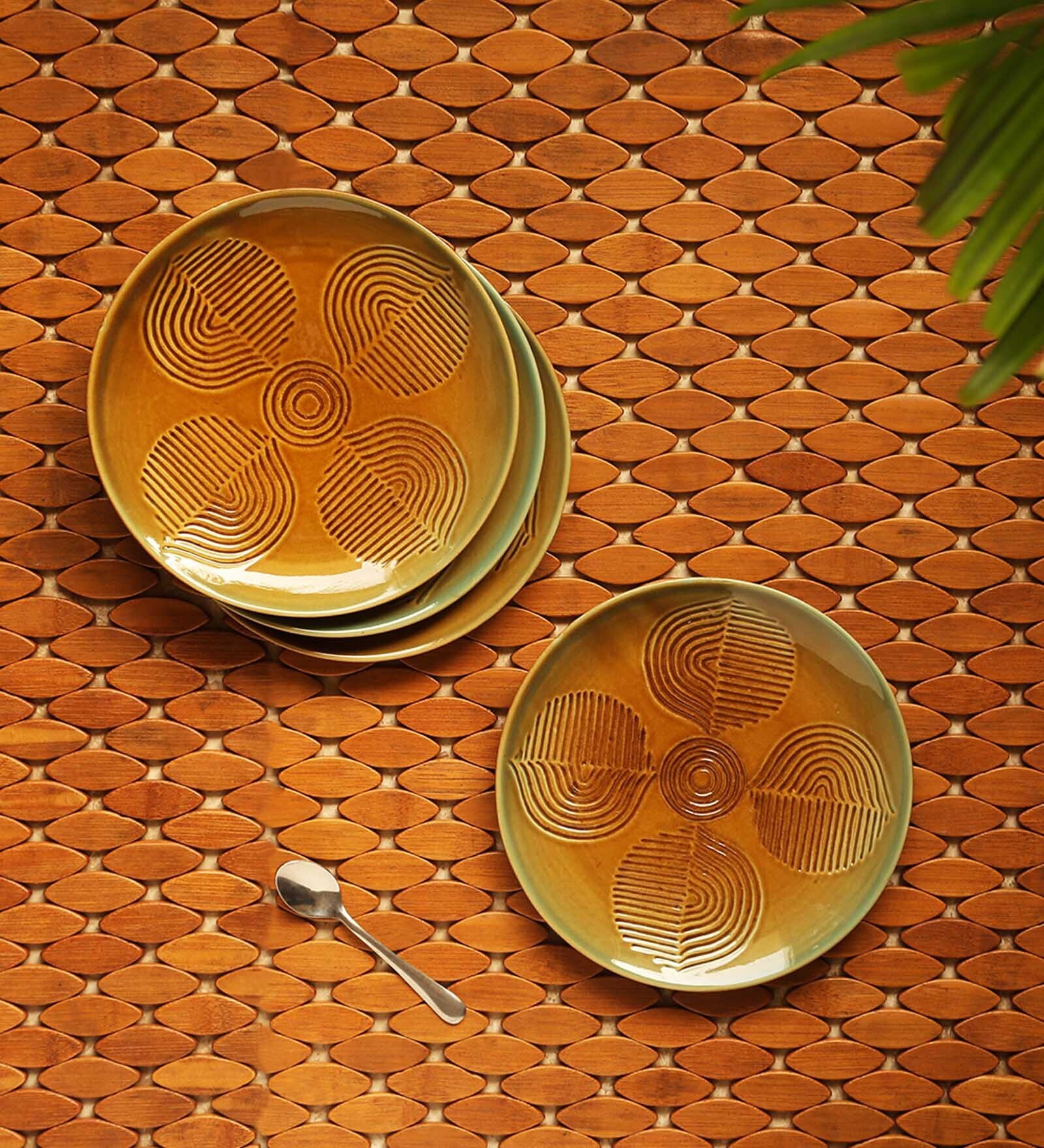 Buy Peacock Boulevard 7 Inch Brown Ceramic (Set of 4) Quarter Plate at 54% OFF by ExclusiveLane ...