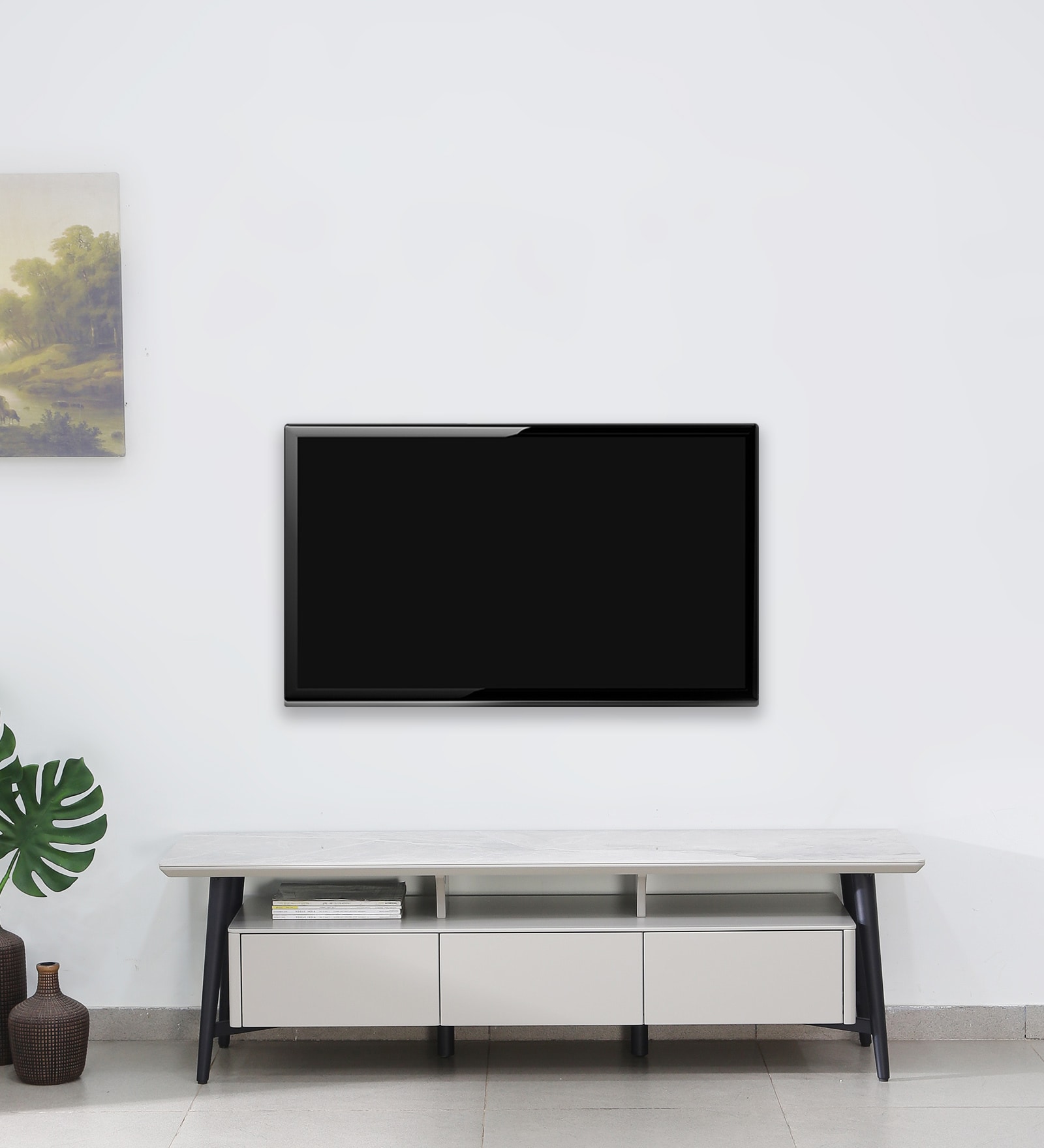 Buy Pearl Ceramic Top TV Console in Grey Colour at 35% OFF by ...