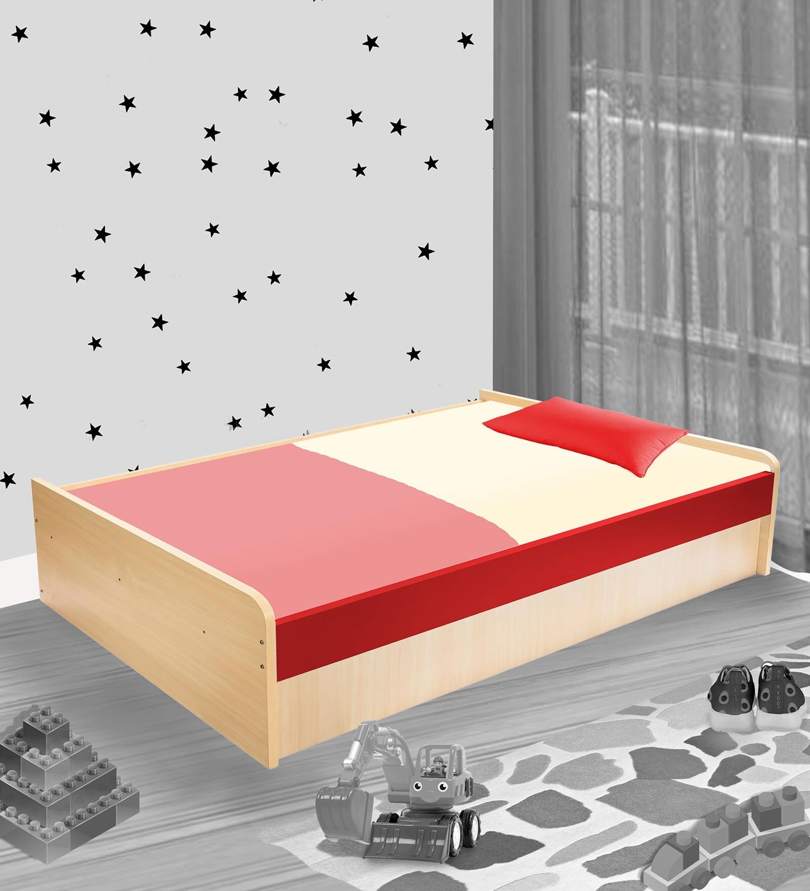 Buy Pearth Kids Bed in Red Colour with Hydraulic Storage at 19% OFF by ...