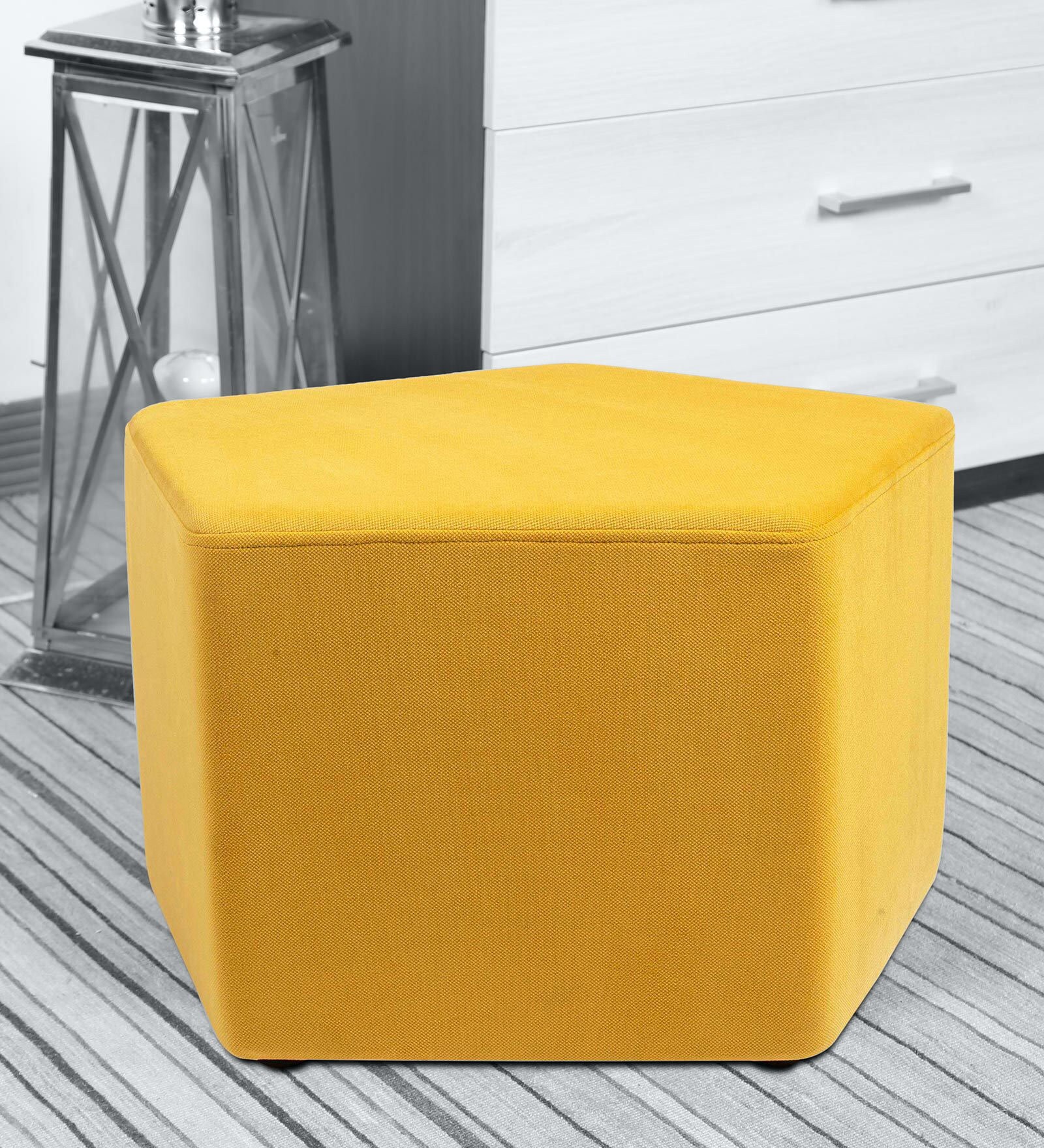 Buy Penta Pouffe In Yellow Colour at 5% OFF by Otium | Pepperfry
