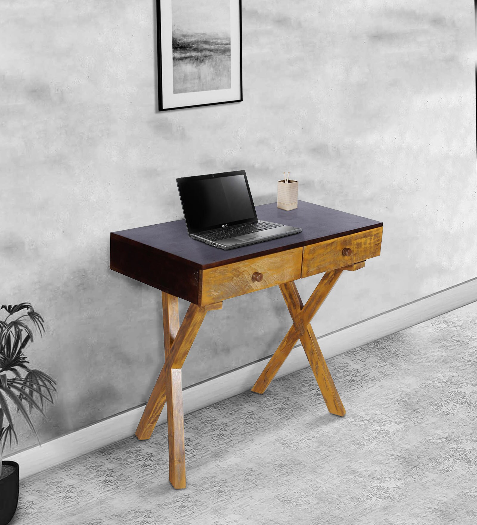 Buy Perig Study Table In Walnut & Yellow Finish at 100% OFF by Fabuliv ...