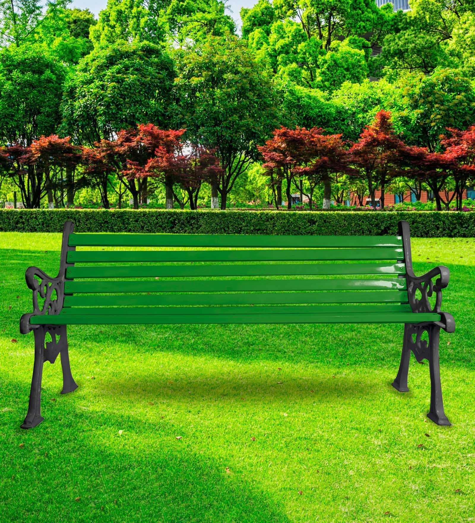 Buy Perla Metal 3 Seater Park Bench in Black & Green Colour at 26% OFF ...