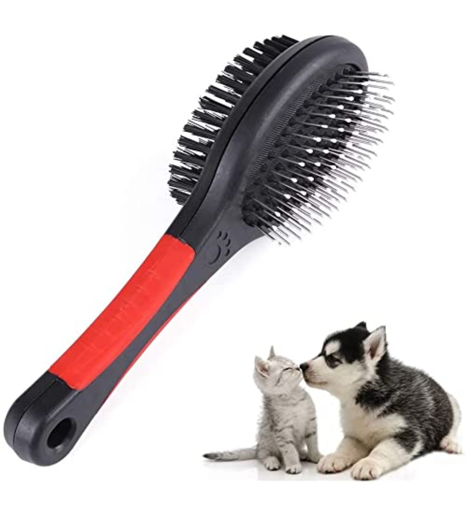 Buy Wire Pin Bristles- Small Red & Black Plastic Pet Grooming Brush at ...
