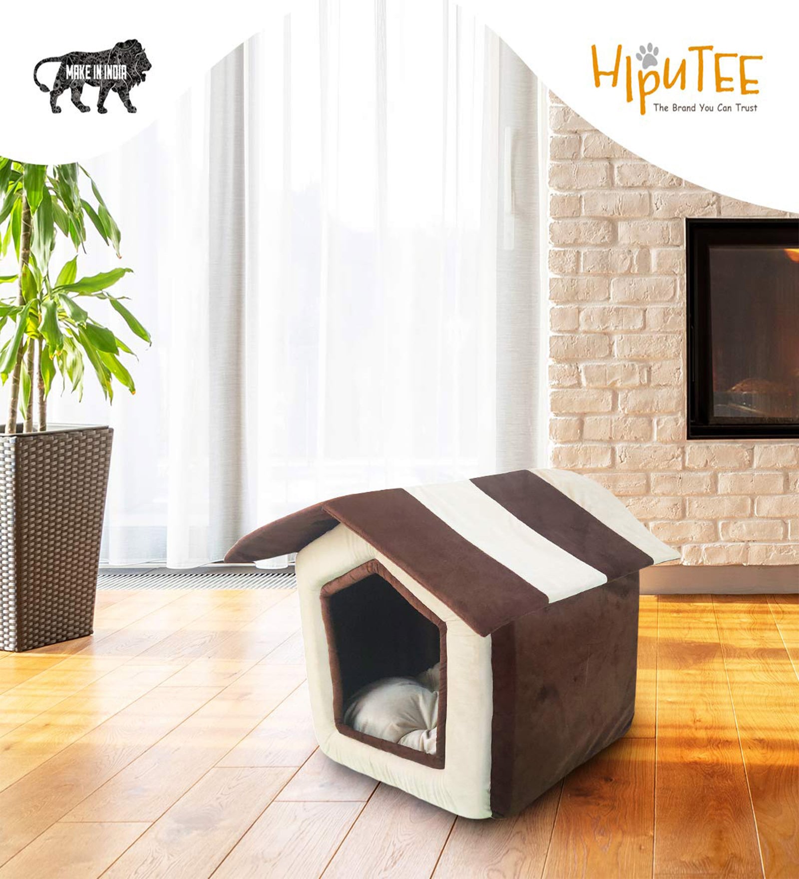 Buy Hut- Large Brown & Cream Fabric Pet Hut at 63% OFF by Hiputee ...