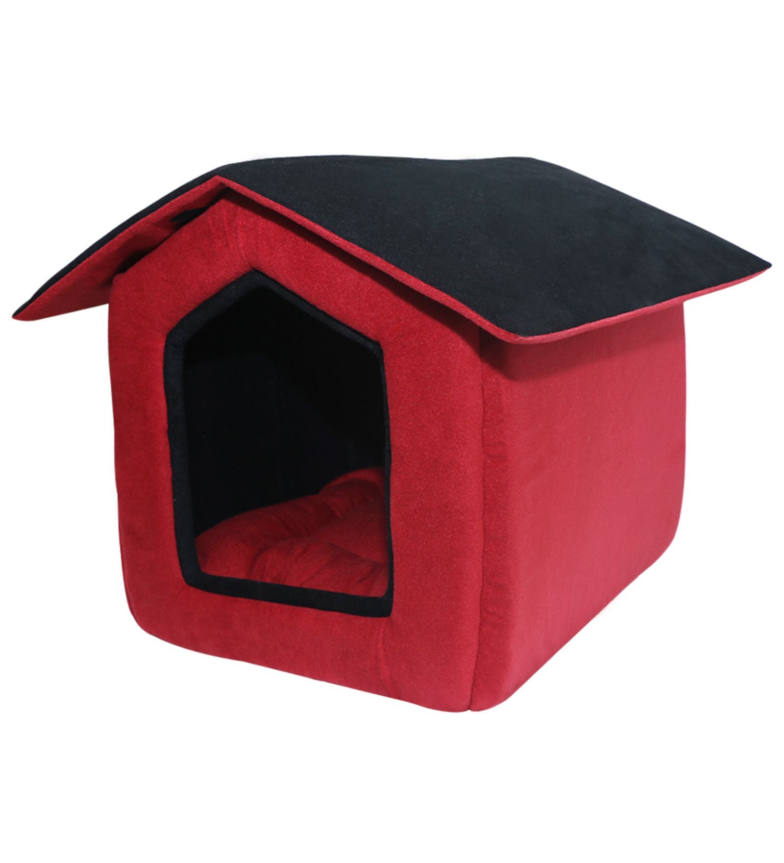 Buy Hut- Medium Red & Black Fabric Pet Bed at 66% OFF by Hiputee ...