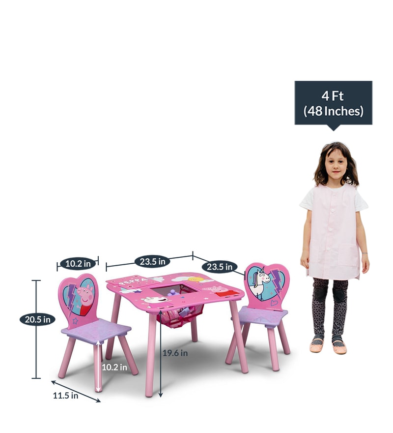 Buy Peppa Pig Themed Activity Table with 2 Chair in Pink Colour by Cot ...