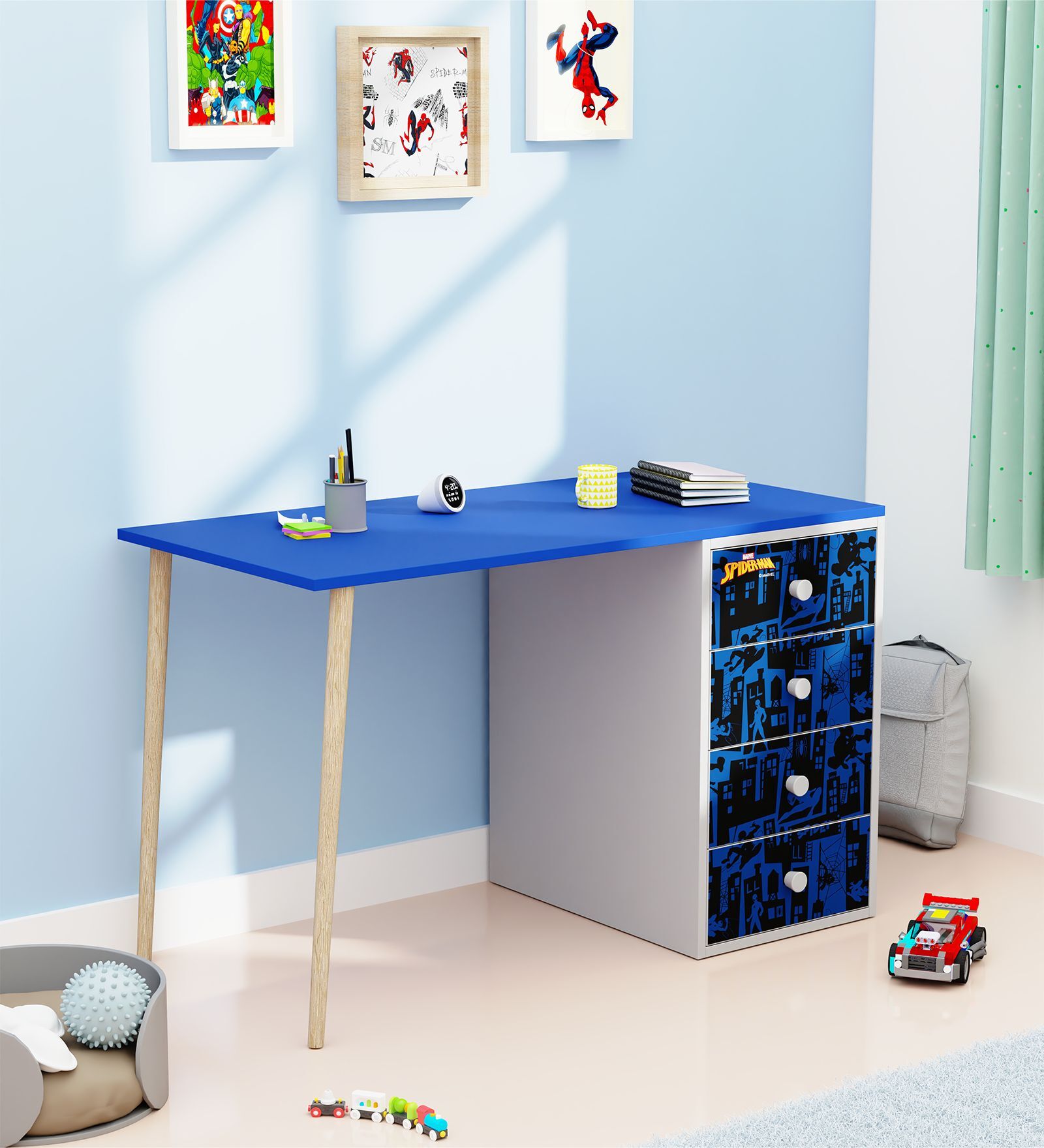 Buy Philosopher Spiderman Study Table In Blue Colour at 30% OFF by ...