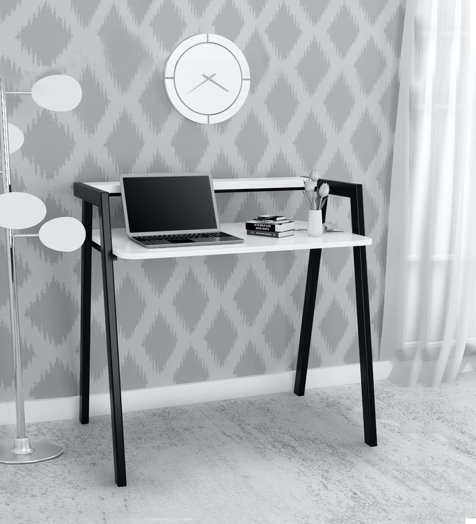 Buy Metallika Phnom Penh Study Table in Black & Frosty White Finish at ...