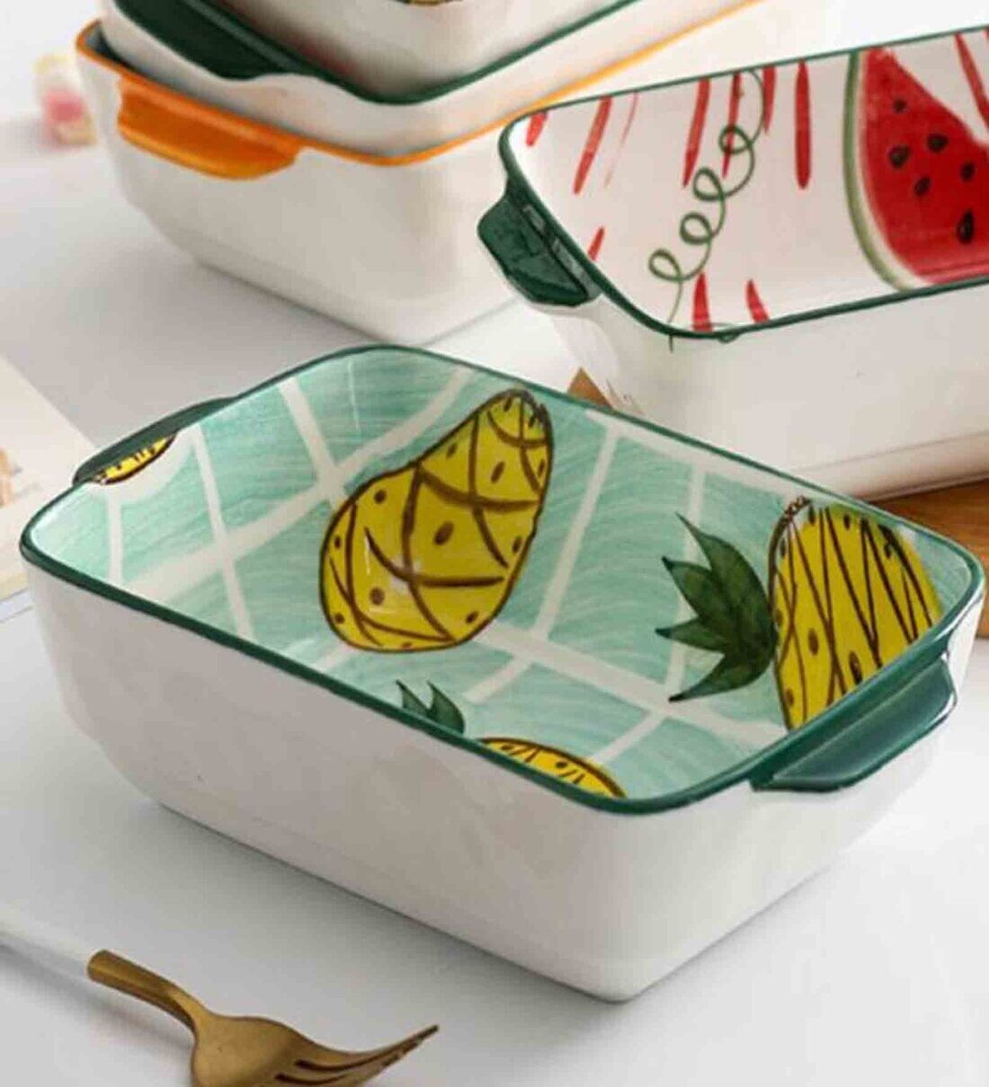 Buy Pineapple Multicolor Ceramic Baking Tray by Nestasia at 52% OFF by ...