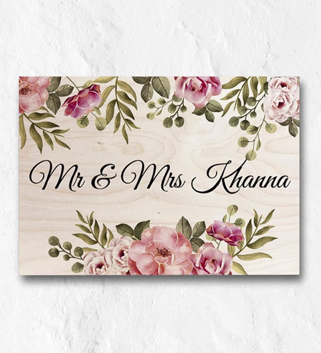Buy Pink Plywood Customizable Flower Theme Name Plate By Chitrachaya ...
