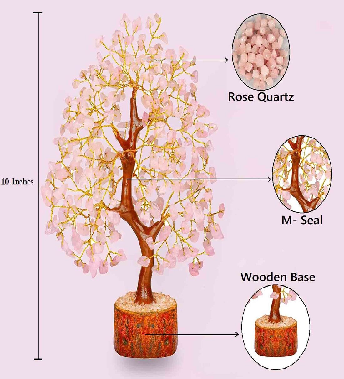 Buy Pink Quartz Stone Fortune Crystal Tree Showpiece by Muren Online ...