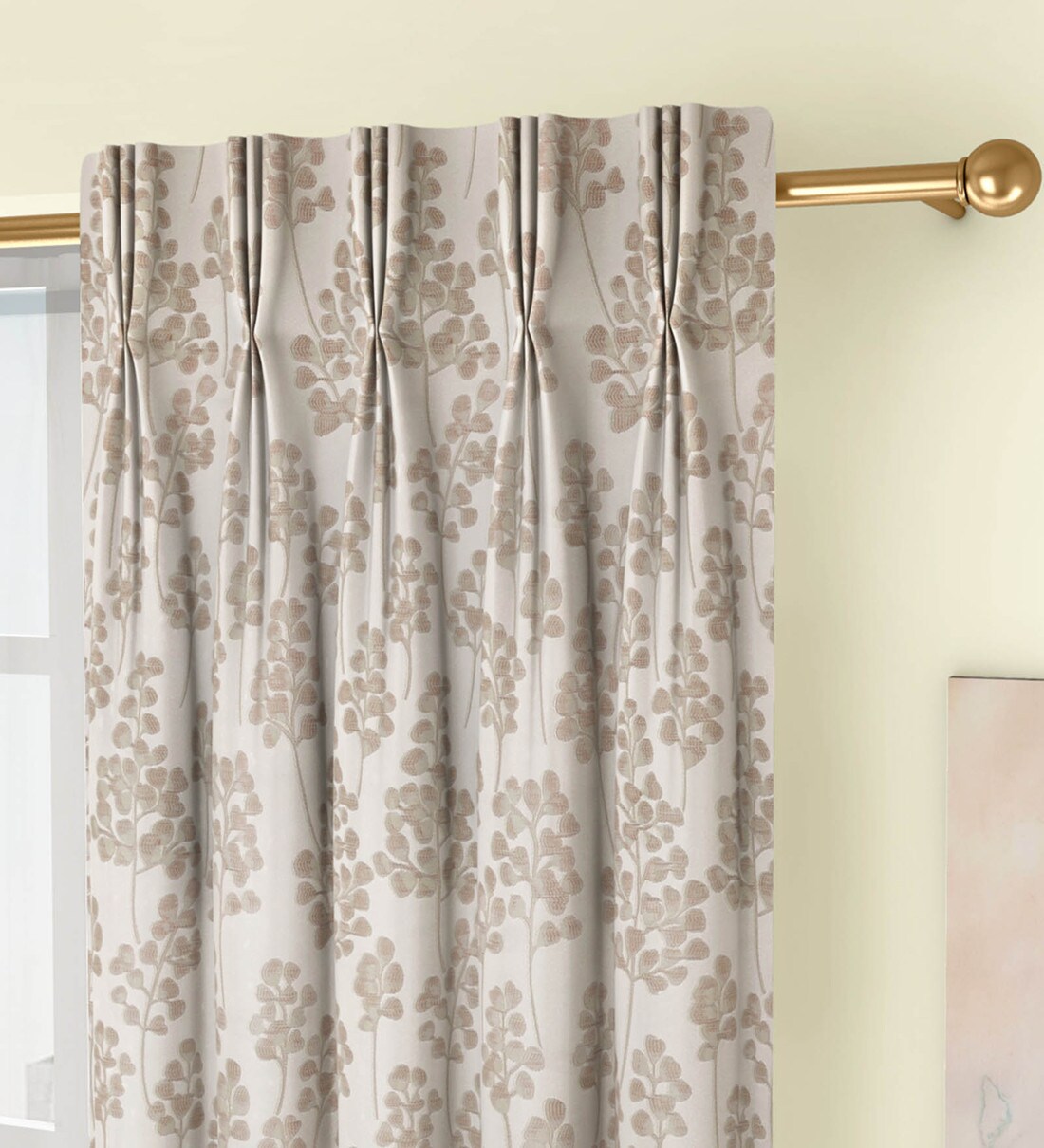 Buy Pink Floral Poly Cotton 9 Ft Light Filtering Pinch Pleat Door ...
