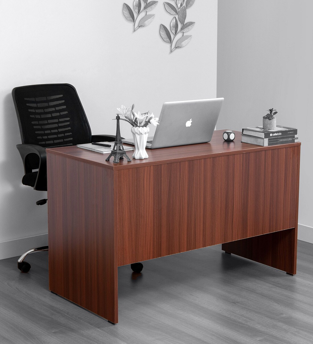 Buy Pixel 4Ft Desk And Lorem Medium Back Chair (Combo) In Brown & Black ...