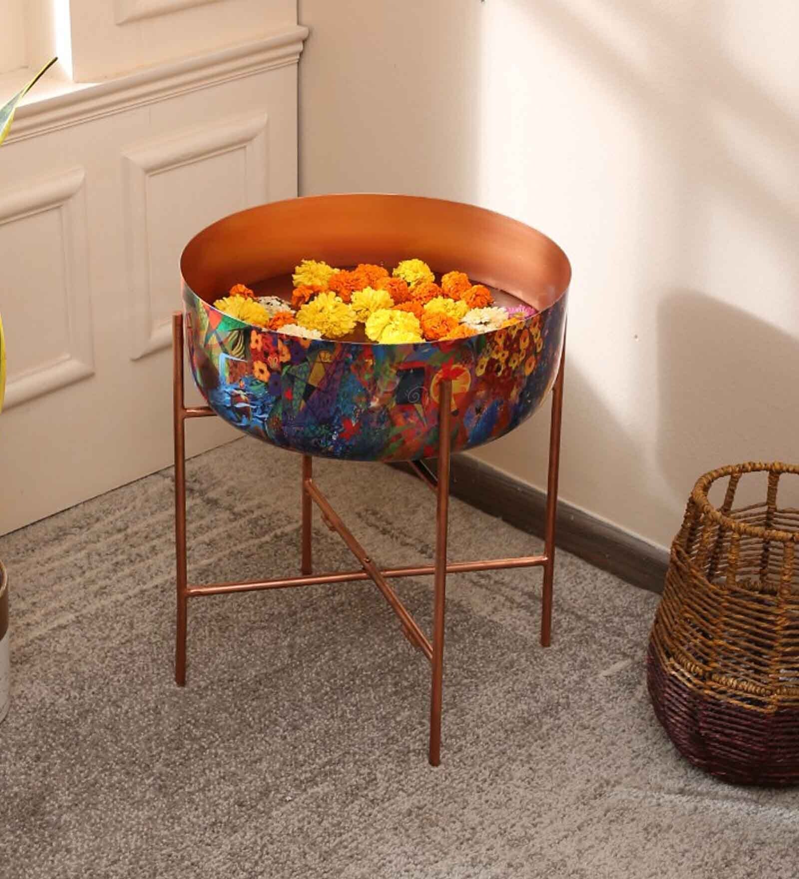 Buy Picnic Metal Urli With Stand at 24% OFF by Barani | Pepperfry