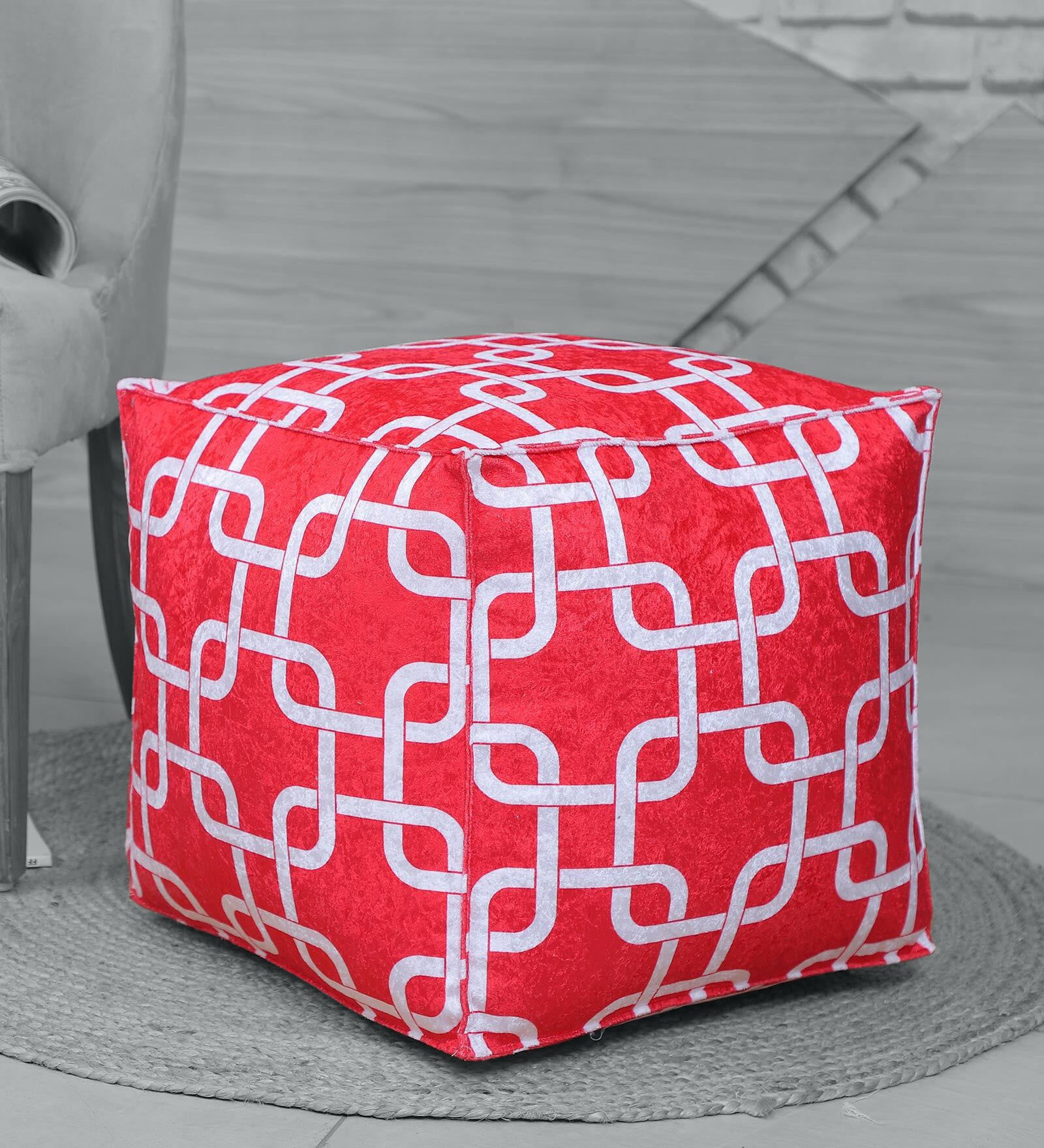 Buy Piere Pouffe in Red Colour at 72% OFF by Sheen decor | Pepperfry