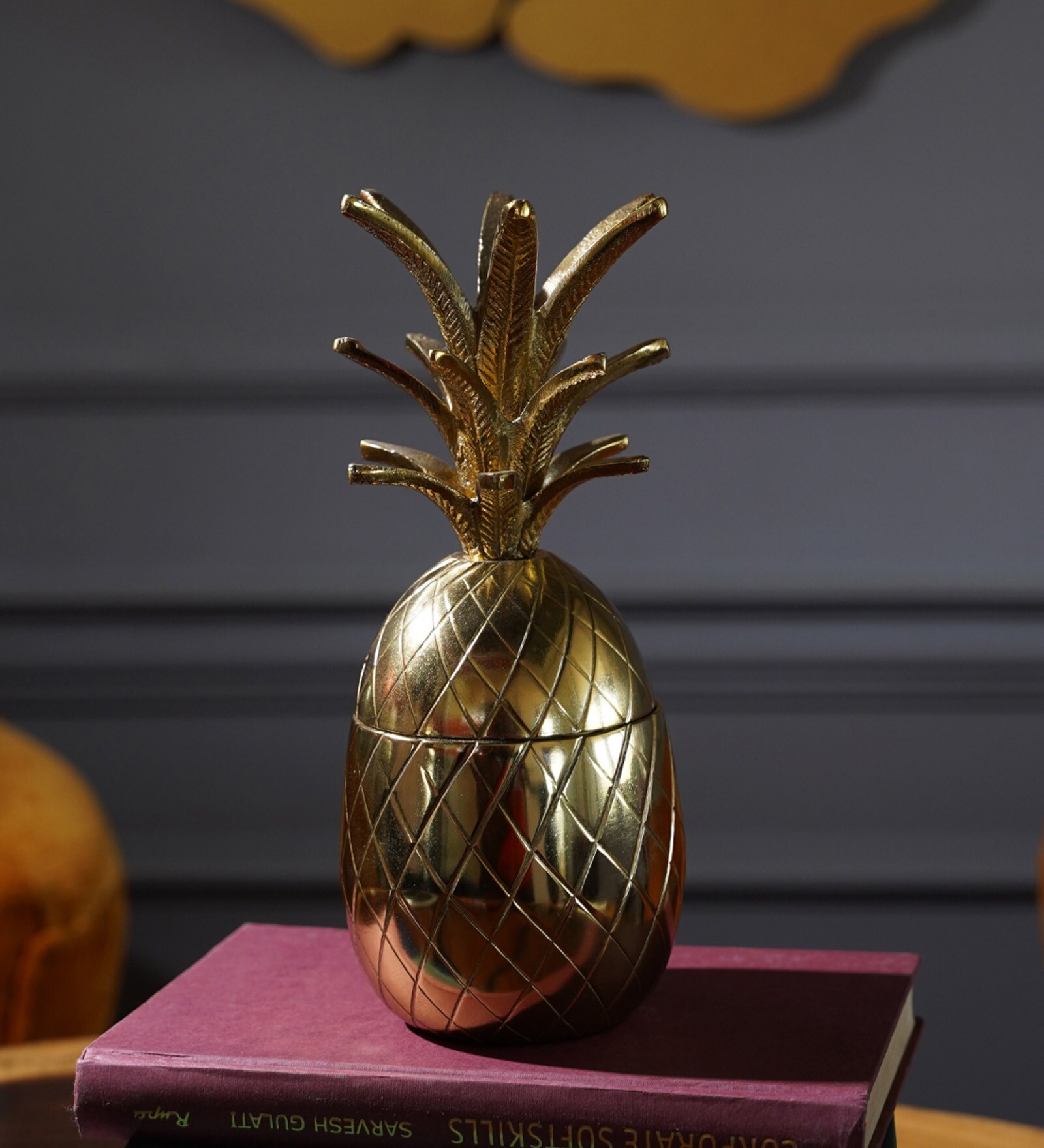 Buy Pine jar 450ml Gold Colour Metal Jar Container at 50% OFF by ...